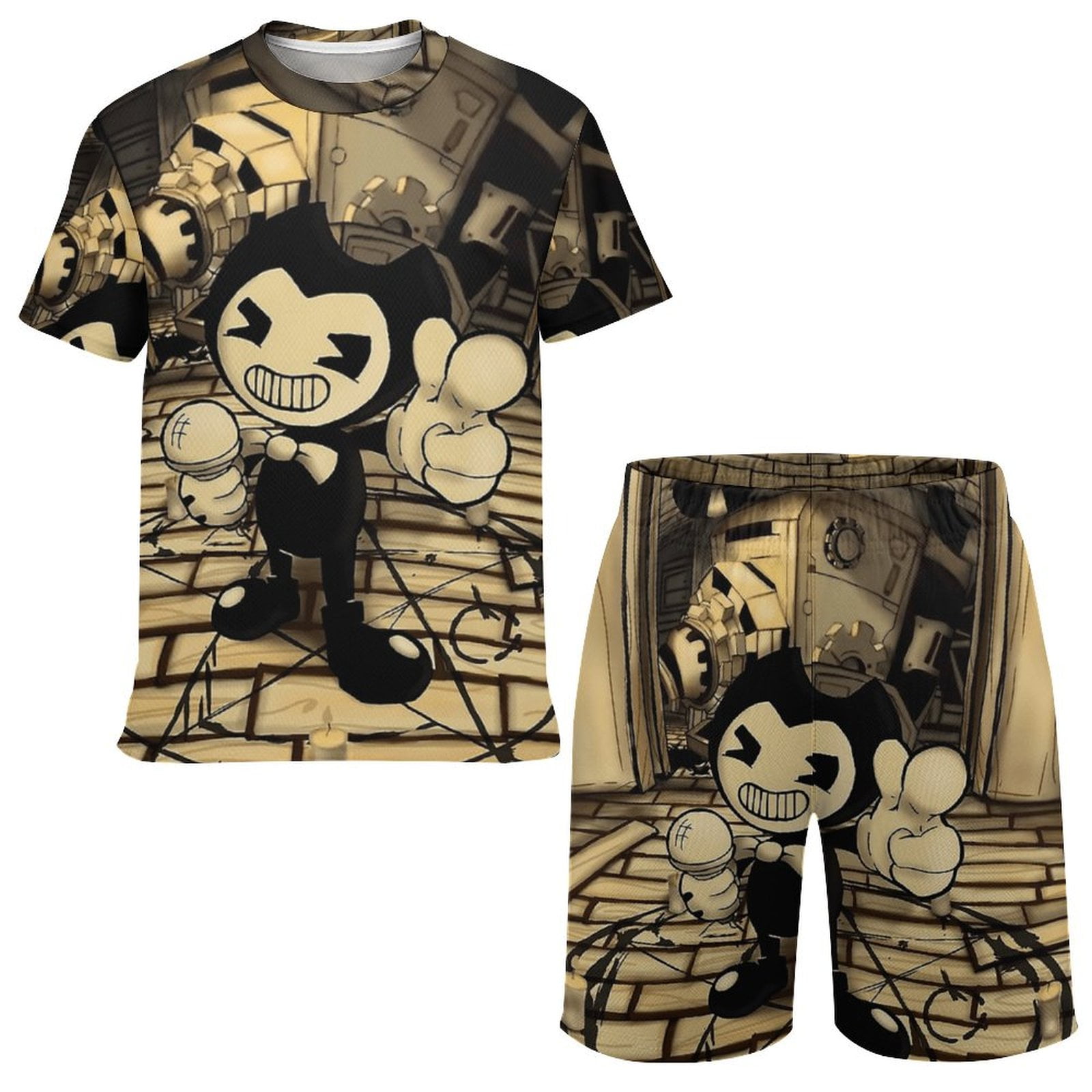 Bendy And The Ink Machine Boys Short Sleeve T-Shirt And Mesh Shorts ...