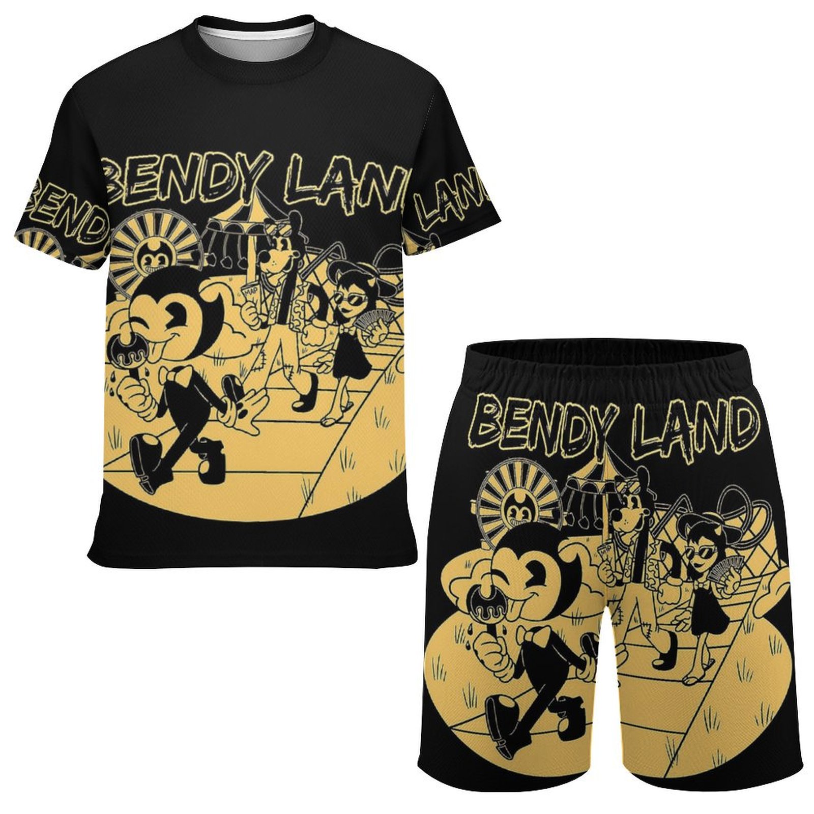 Bendy And The Ink Machine Boys Short Sleeve T-Shirt And Mesh Shorts ...