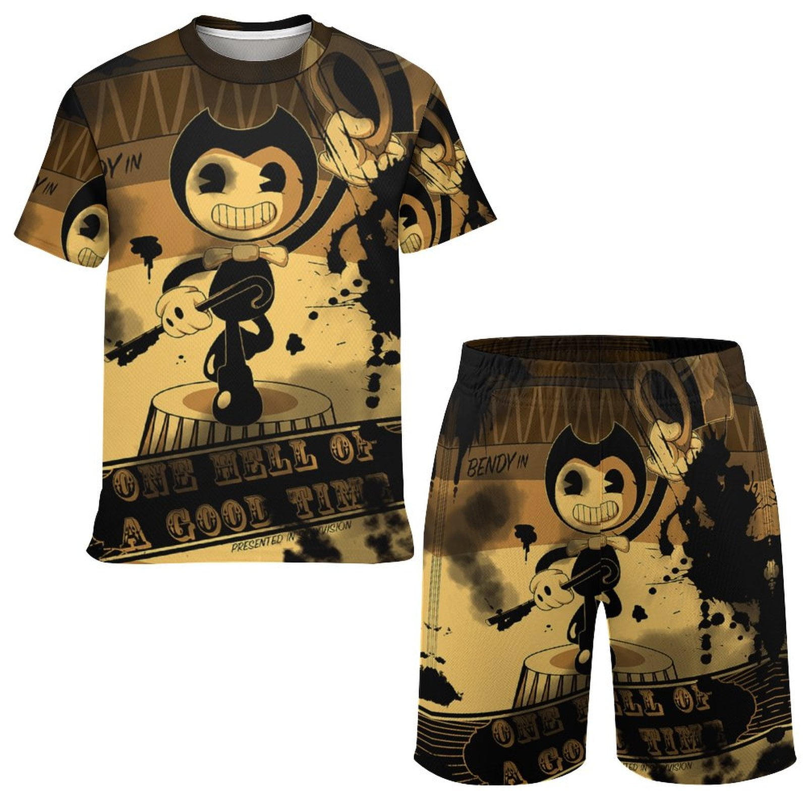 Bendy And The Ink Machine Boys Short Sleeve T-Shirt And Mesh Shorts ...