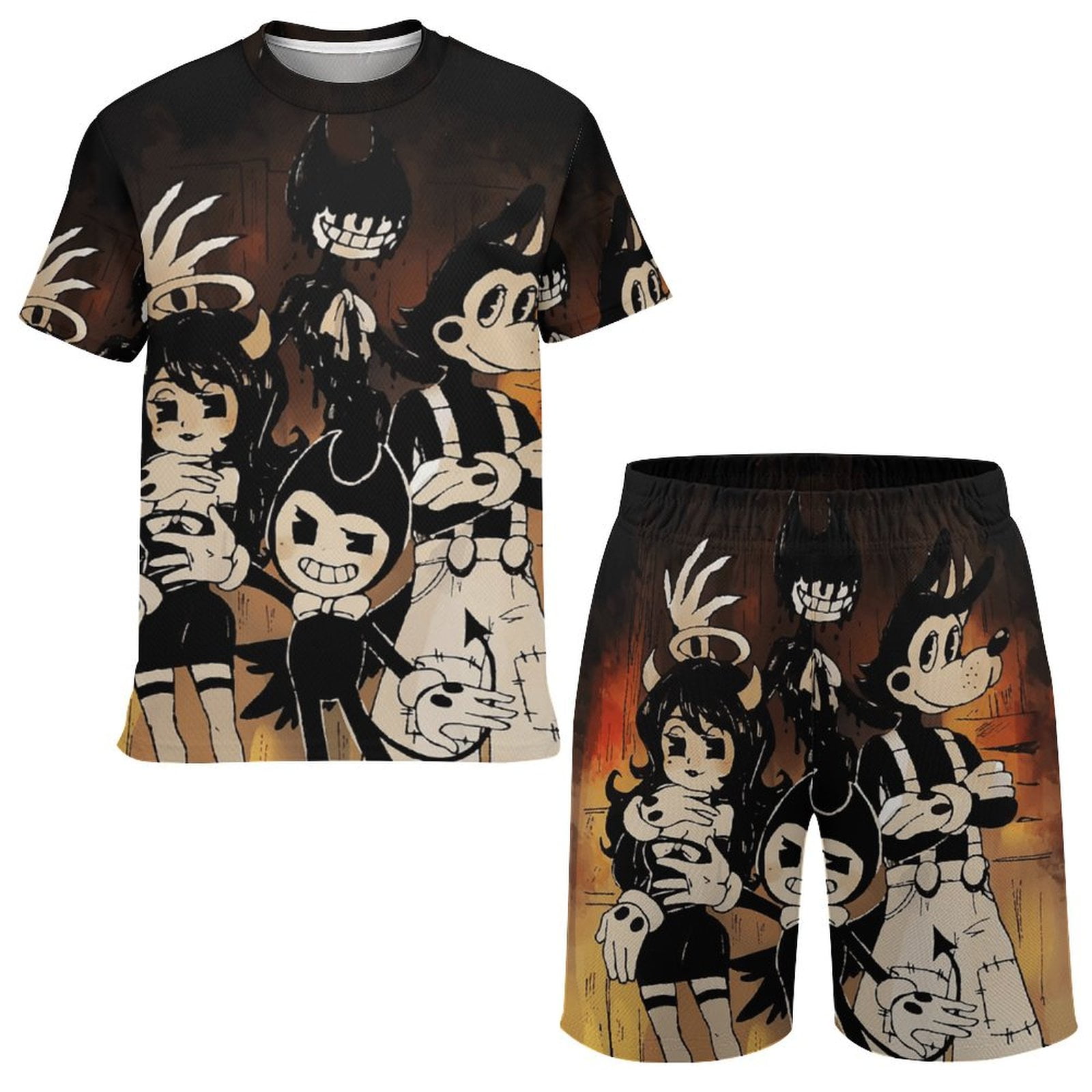 Bendy And The Ink Machine Boys Short Sleeve T-Shirt And Mesh Shorts ...