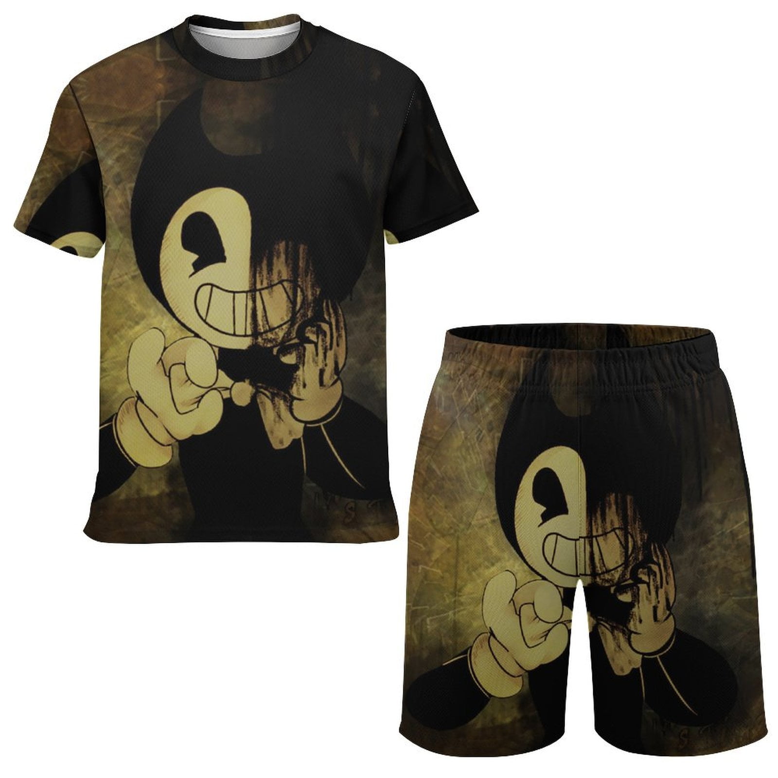 Bendy And The Ink Machine Boys Short Sleeve T-Shirt And Mesh Shorts ...