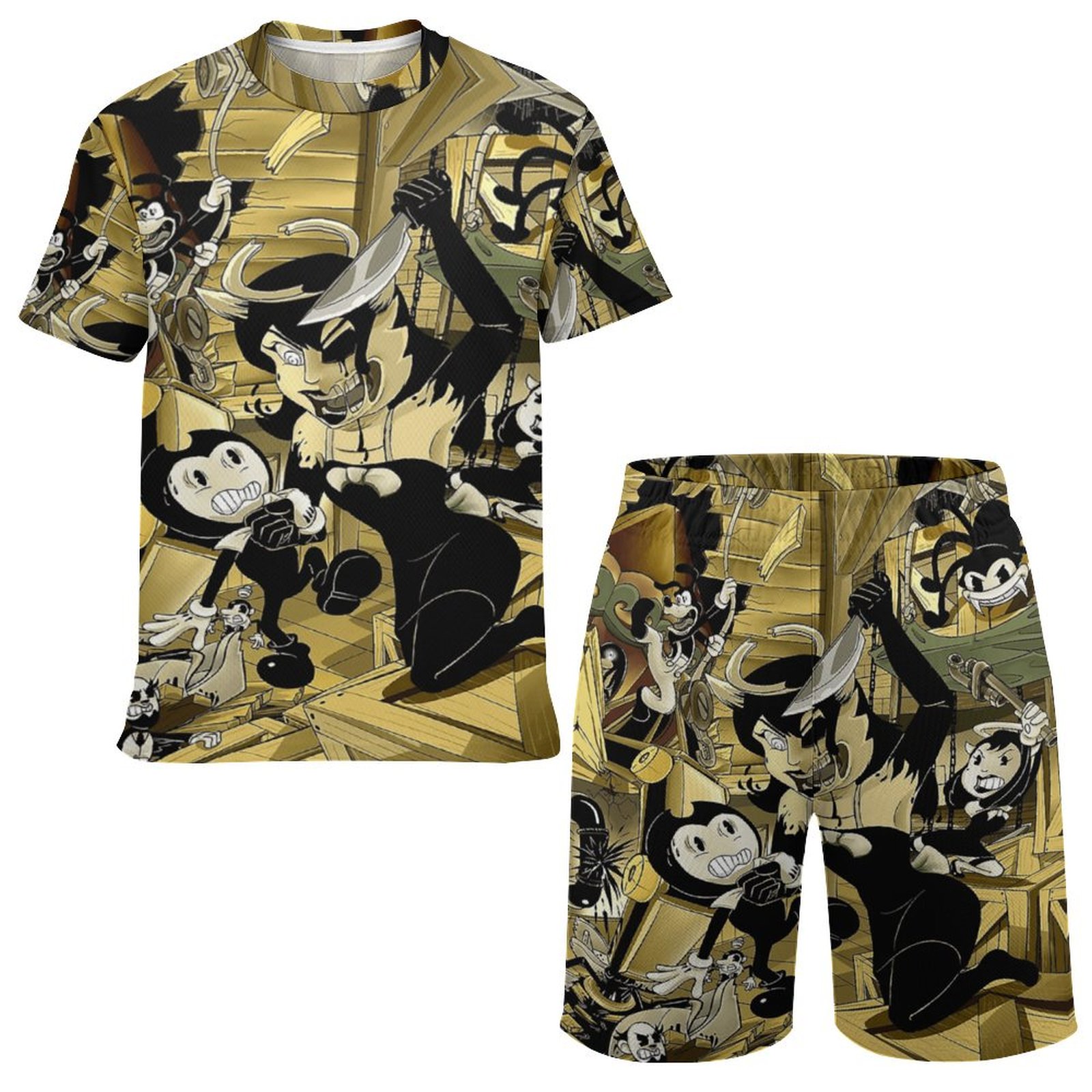 Bendy And The Ink Machine Boys Short Sleeve T-Shirt And Mesh Shorts ...