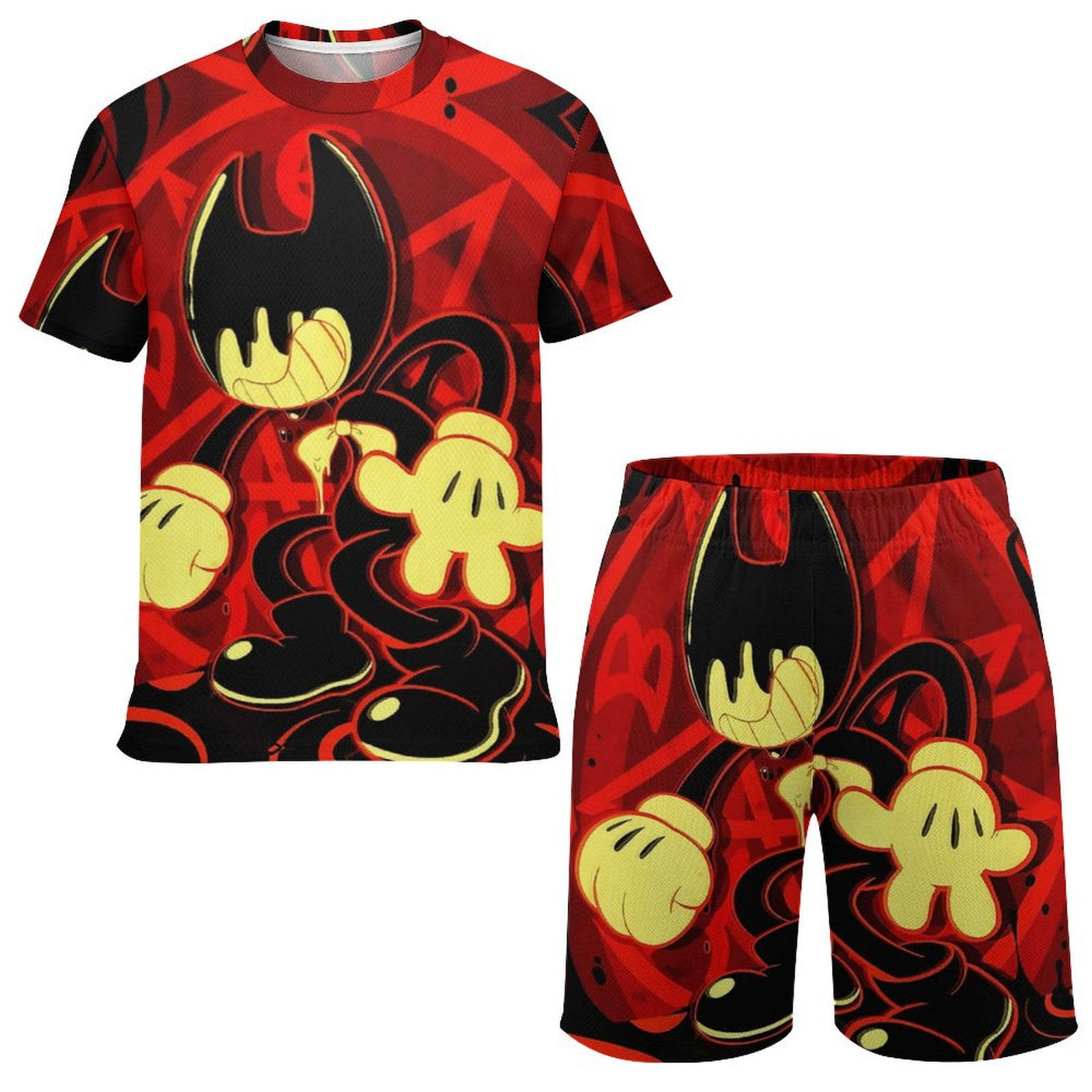 Bendy And The Ink Machine Boys Short Sleeve T-Shirt And Mesh Shorts ...