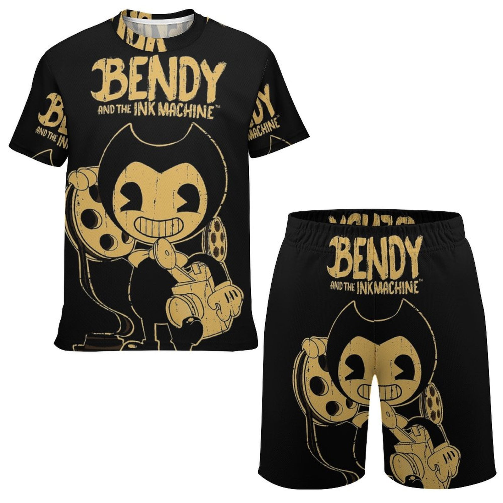 Bendy And The Ink Machine Boys Short Sleeve T-Shirt And Mesh Shorts ...