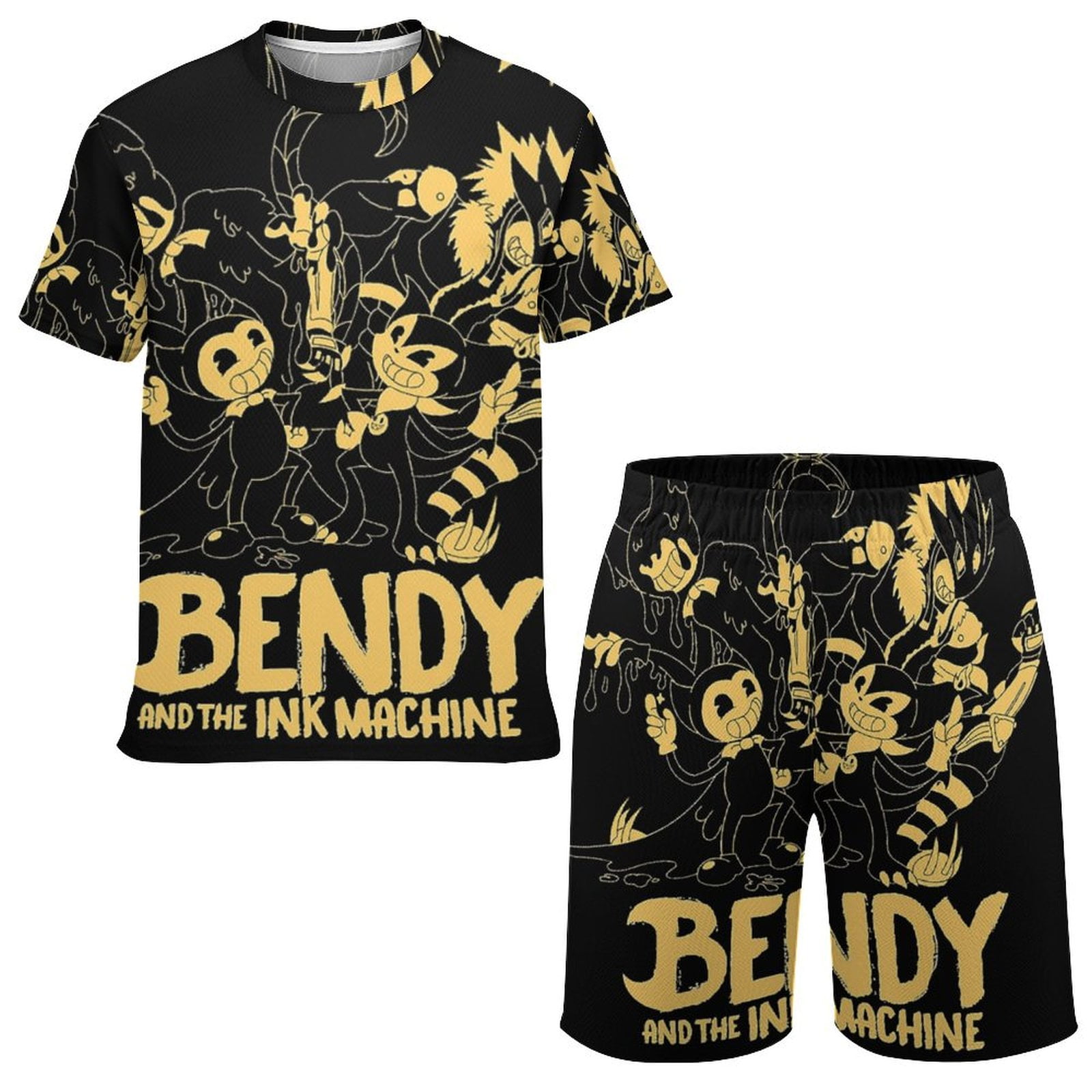 Bendy And The Ink Machine Boys Short Sleeve T-Shirt And Mesh Shorts ...
