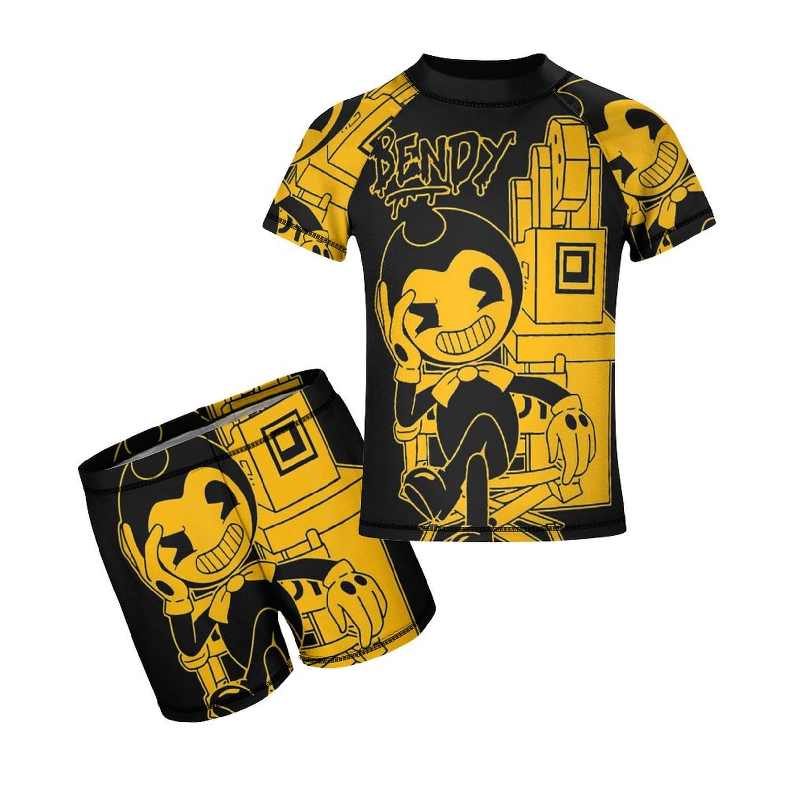 Bendy And The Ink Machine Boys Two Piece Rash Guard Swimsuits Kids ...