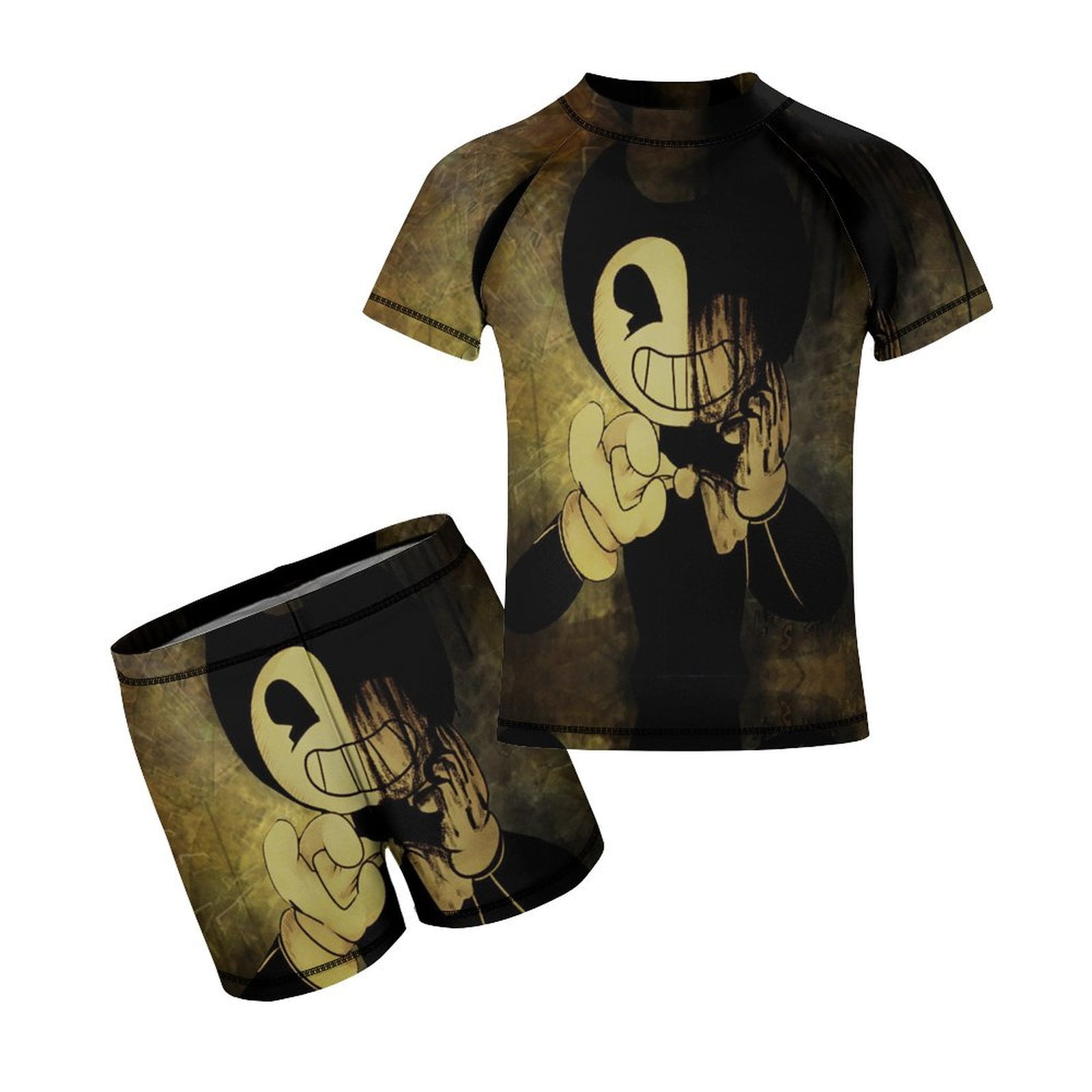 Bendy And The Ink Machine Boys Two Piece Rash Guard Swimsuits Kids Short Sleeve Swimwear Sets ...
