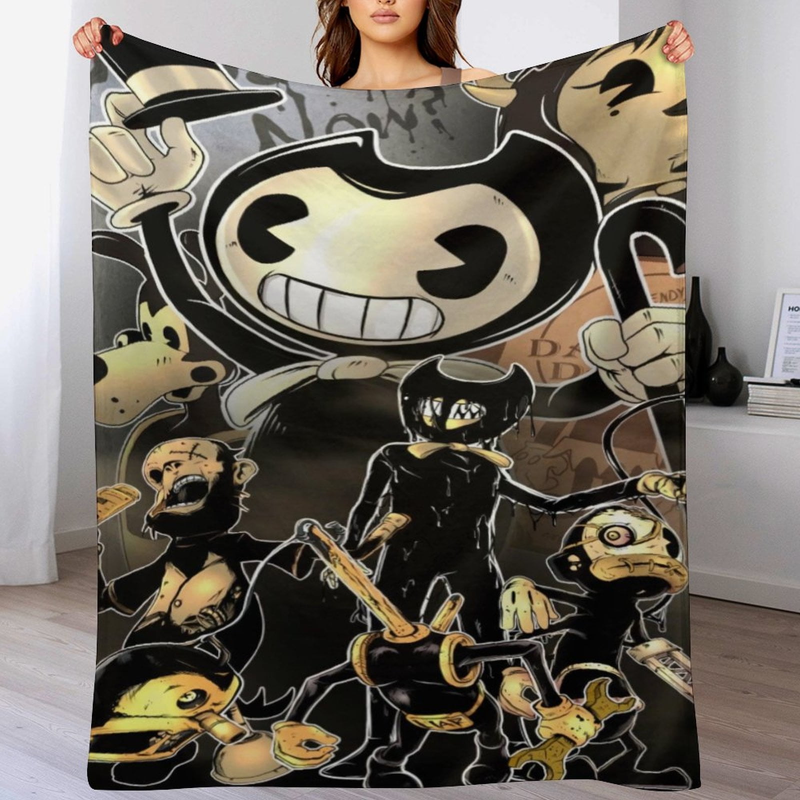 Bendy And The Ink Machine Cartoon Blanket, Soft Cozy Fluffy Plush Throw ...