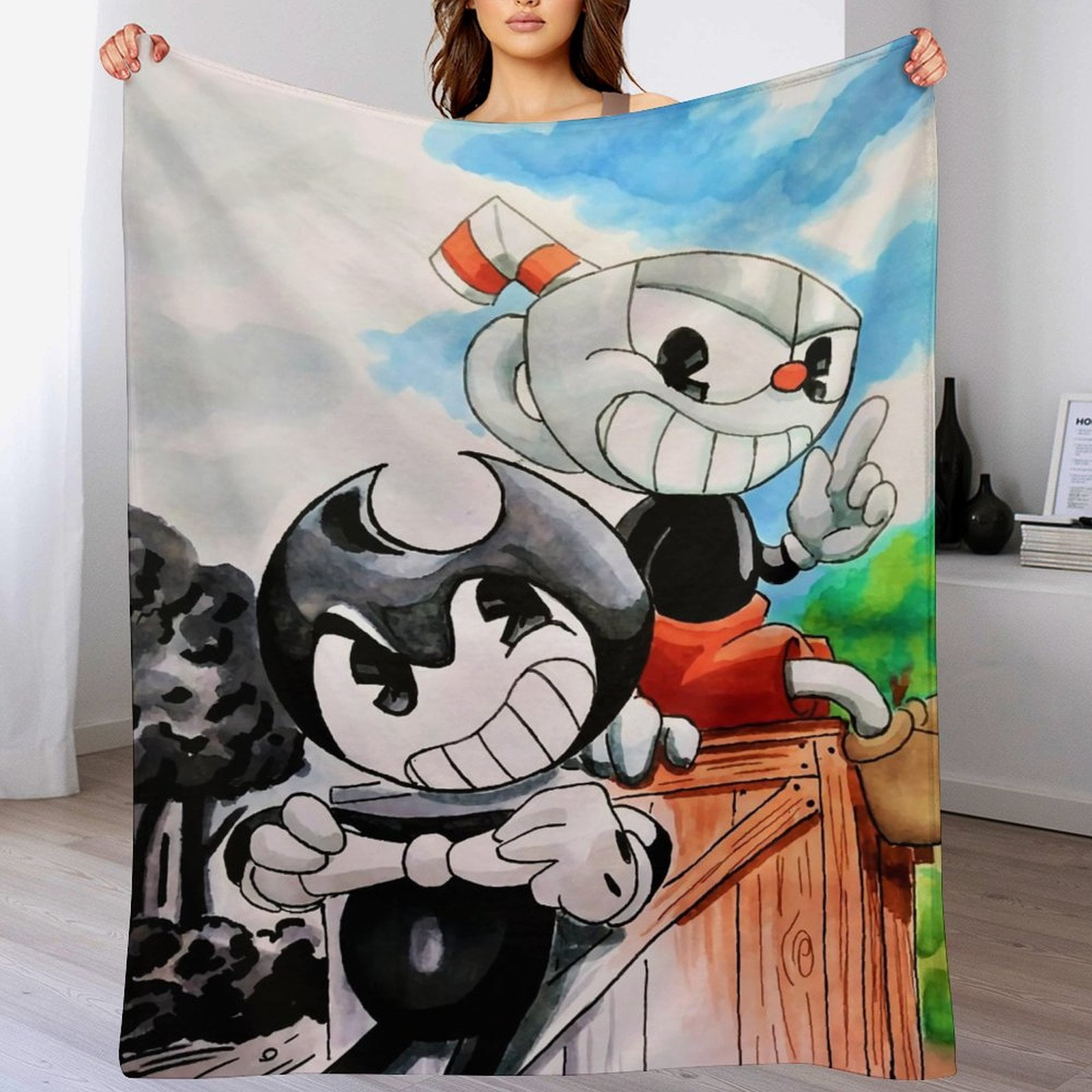 Bendy And The Ink Machine Cartoon Blanket, Soft Cozy Fluffy Plush Throw ...