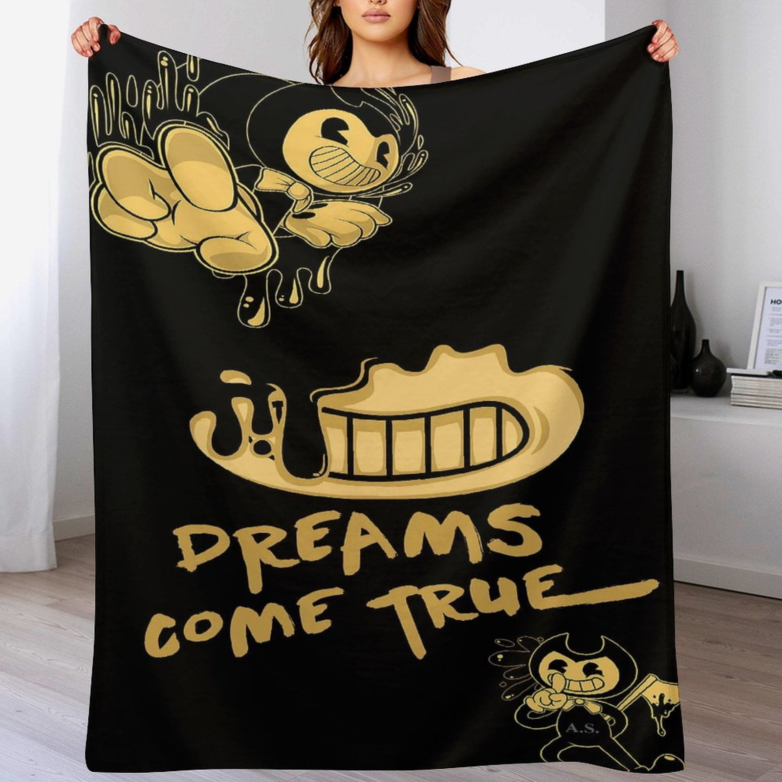 Bendy And The Ink Machine Cartoon Blanket, Soft Cozy Fluffy Plush Throw ...