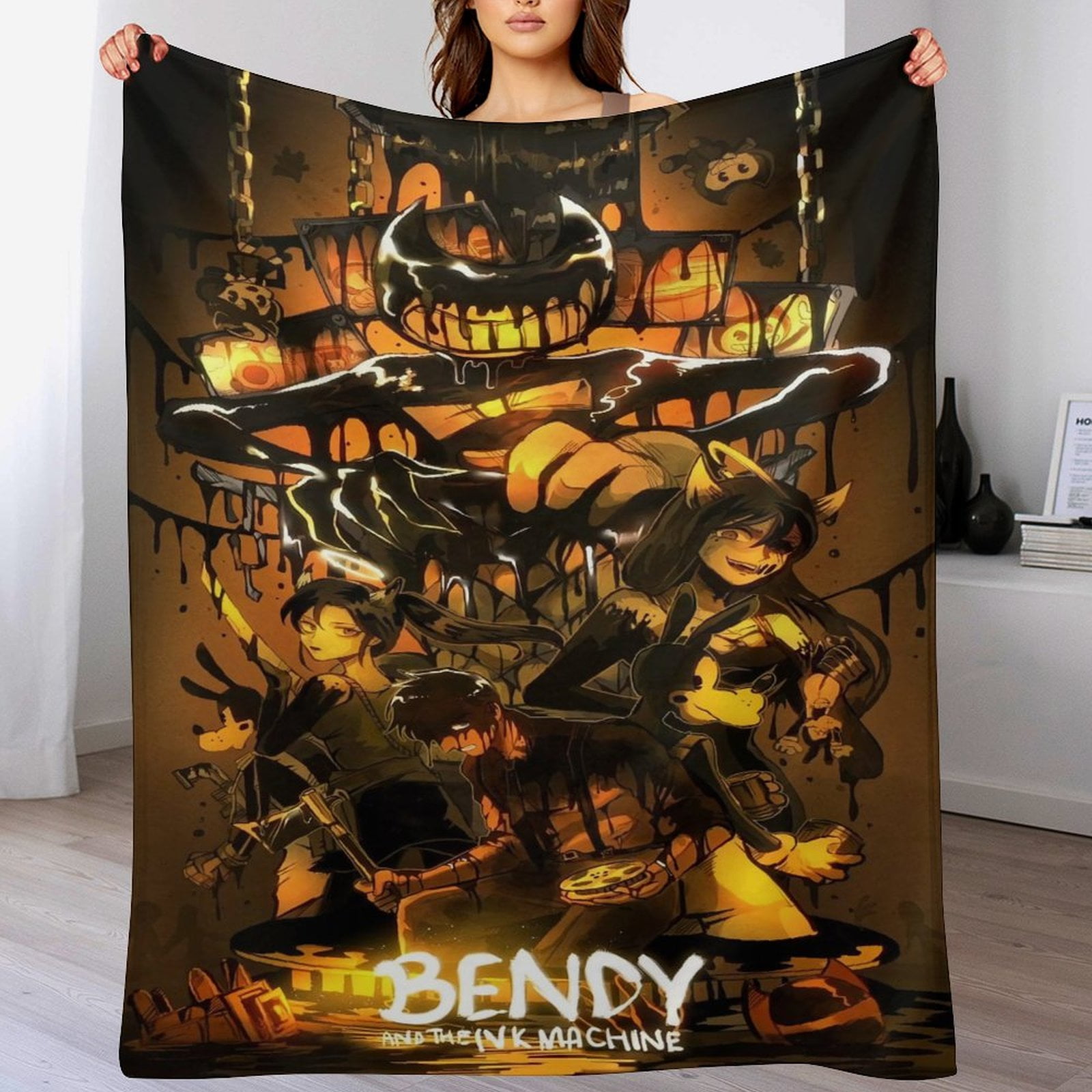Bendy And The Ink Machine Cartoon Blanket, Soft Cozy Fluffy Plush Throw ...