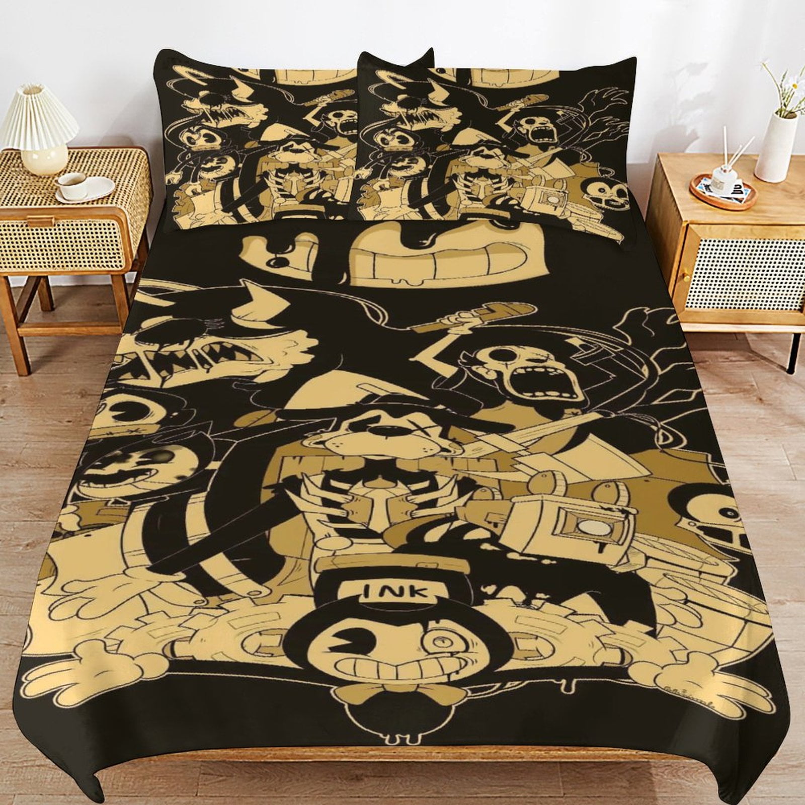 Bendy And The Ink Machine Duvet Cover 3 Pcs Set Cute Kids Comforter ...
