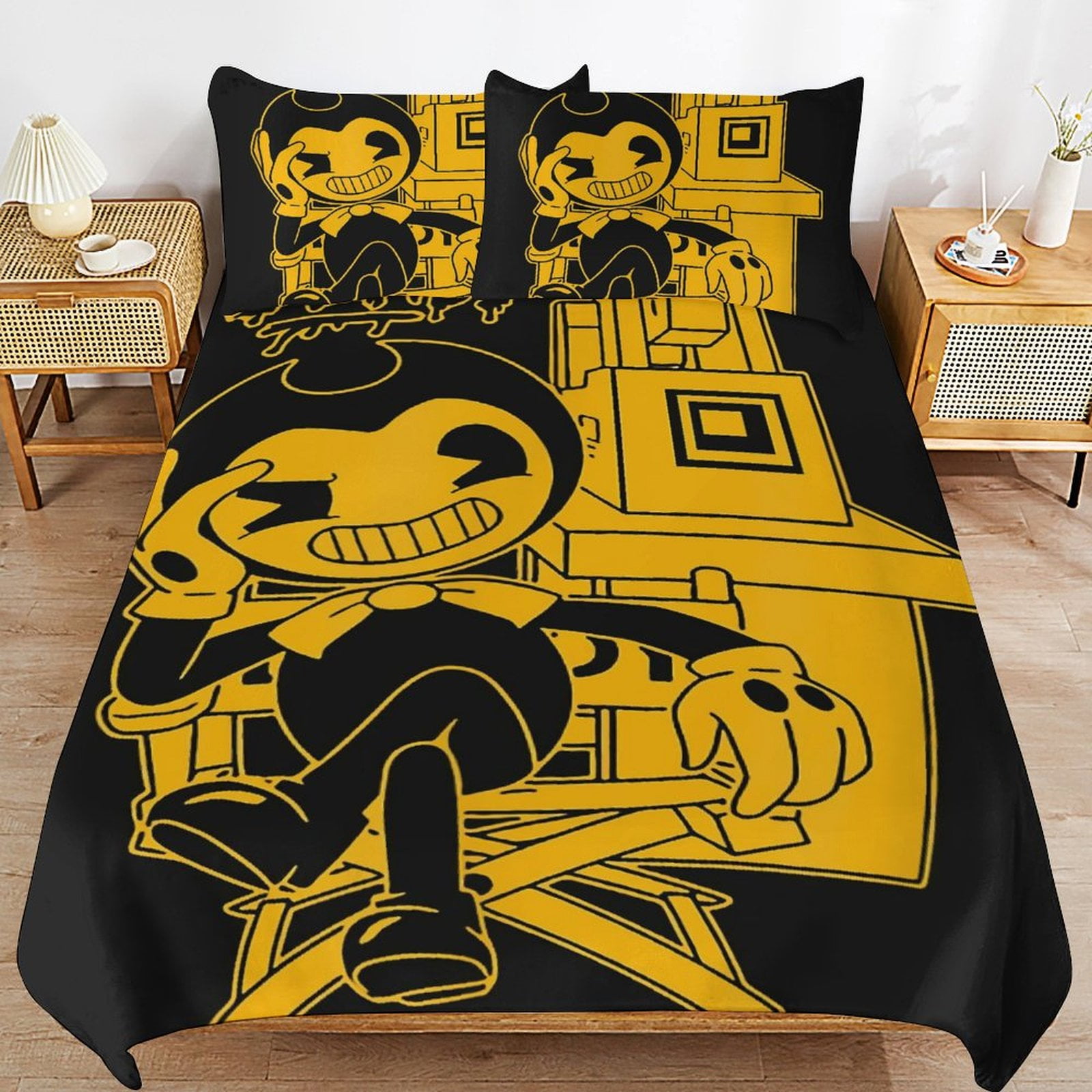 Bendy And The Ink Machine Duvet Cover 3 Pcs Set Cute Kids Comforter ...