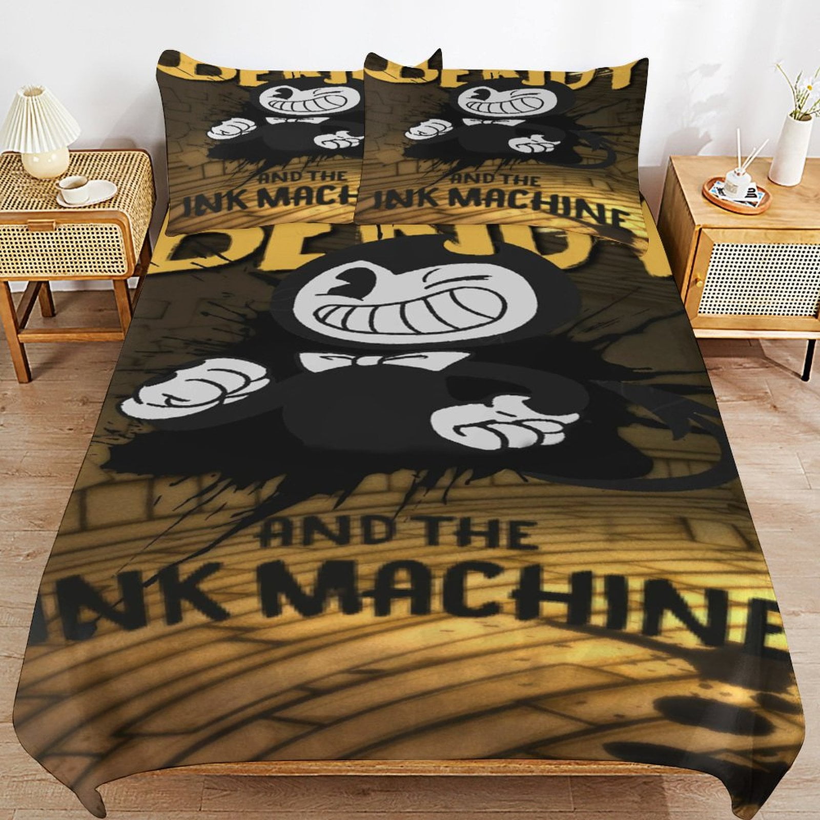 Bendy And The Ink Machine Duvet Cover 3 Pcs Set Cute Kids Comforter ...