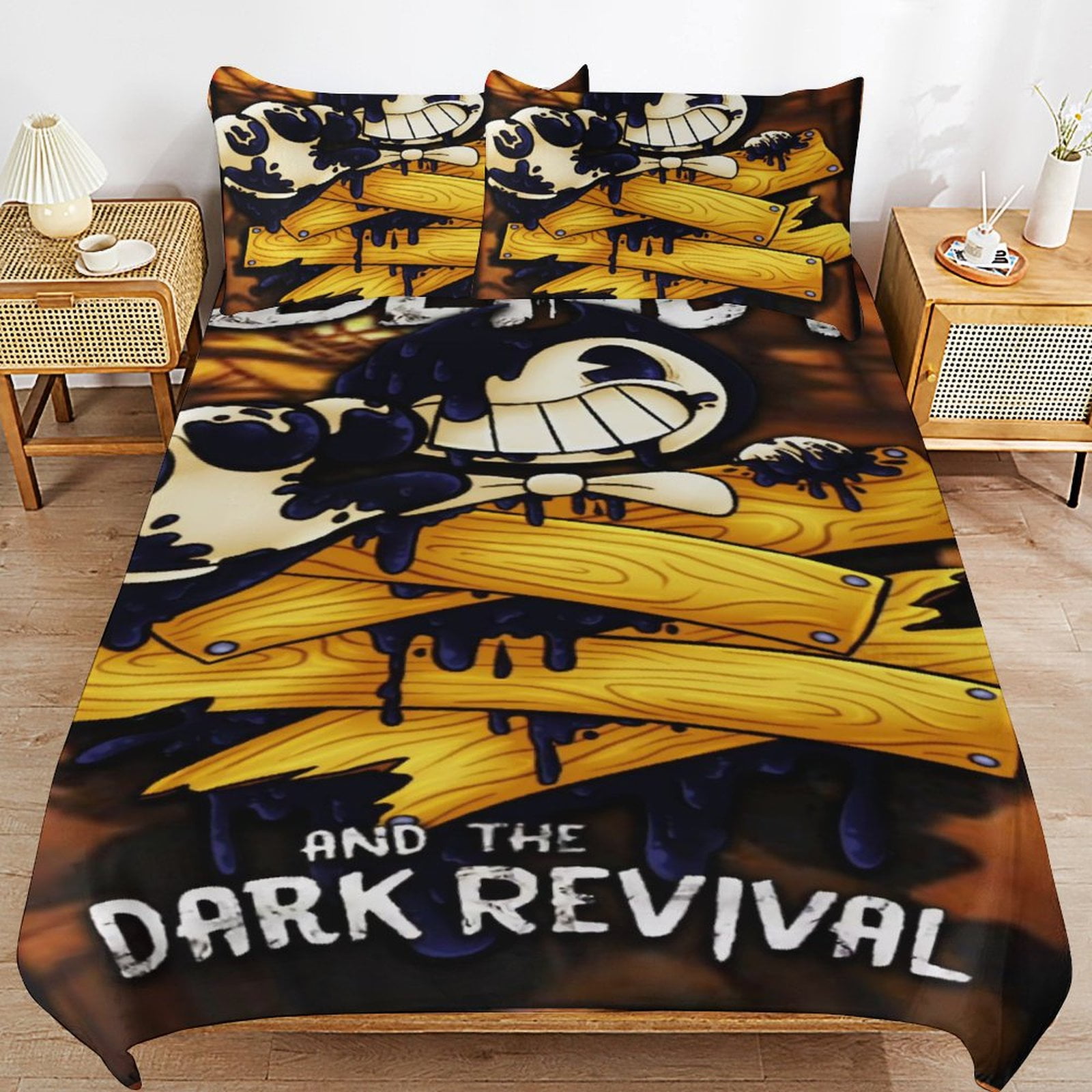 Bendy And The Ink Machine Duvet Cover 3 Pcs Set Cute Kids Comforter ...