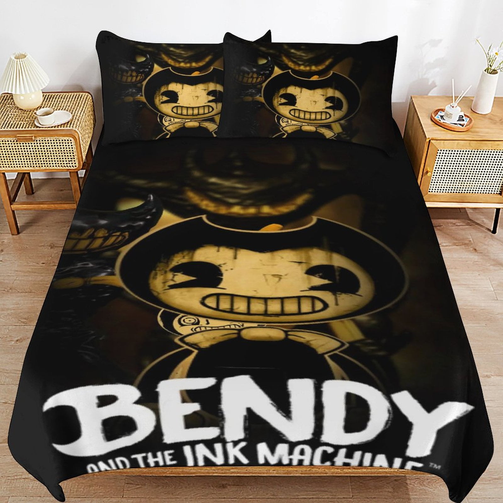 Bendy And The Ink Machine Duvet Cover 3 Pcs Set Cute Kids Comforter ...