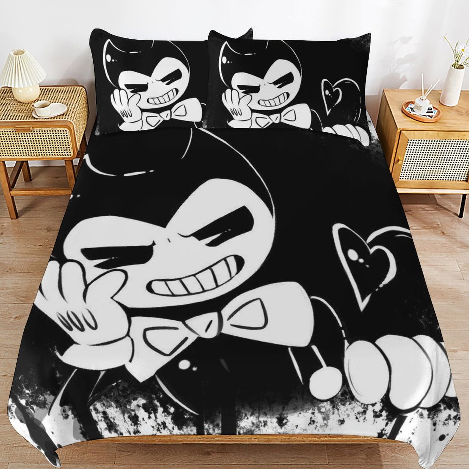 Bendy And The Ink Machine Duvet Cover 3 Pcs Set Cute Kids Comforter ...