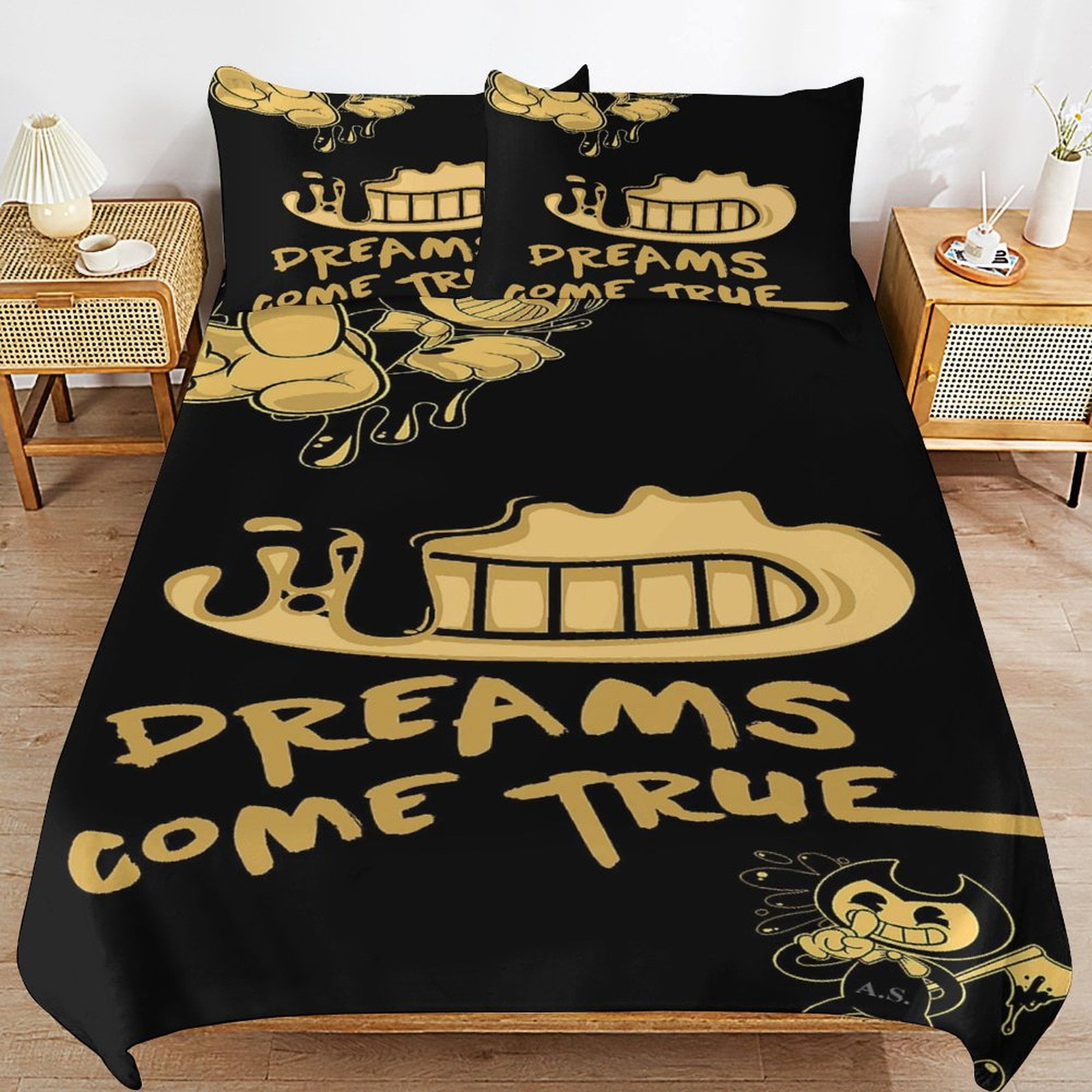 Bendy And The Ink Machine Duvet Cover 3 Pcs Set Cute Kids Comforter ...