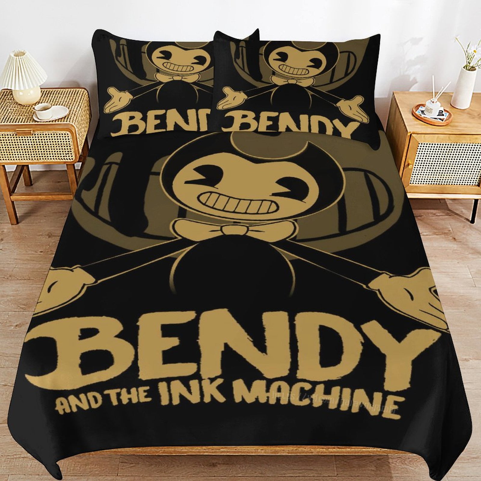 Bendy And The Ink Machine Duvet Cover 3 Pcs Set Cute Kids Comforter ...