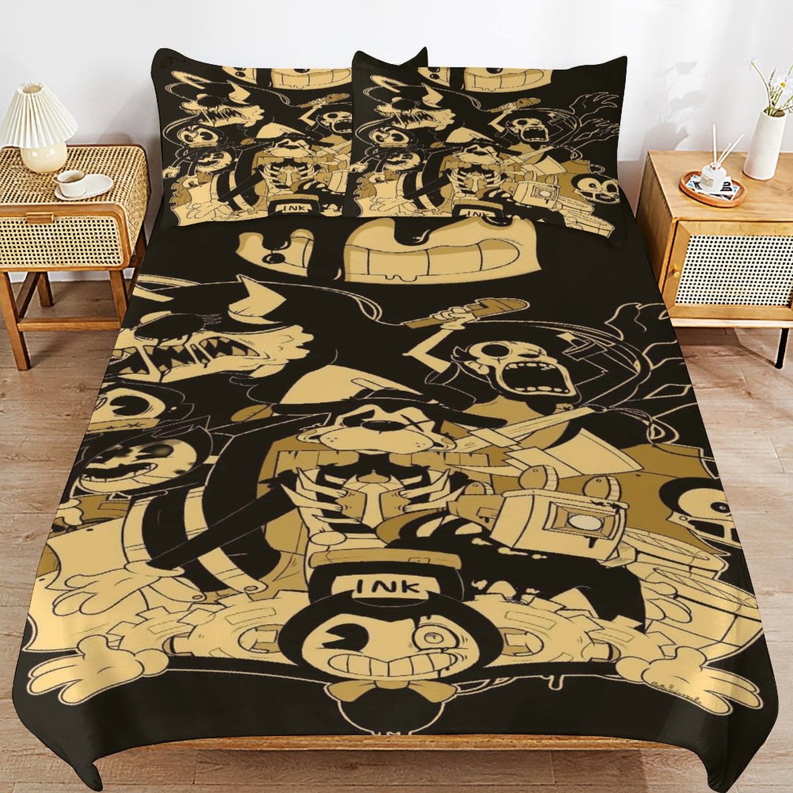 Bendy And The Ink Machine Duvet Cover 3 Pcs Set Cute Kids Comforter ...