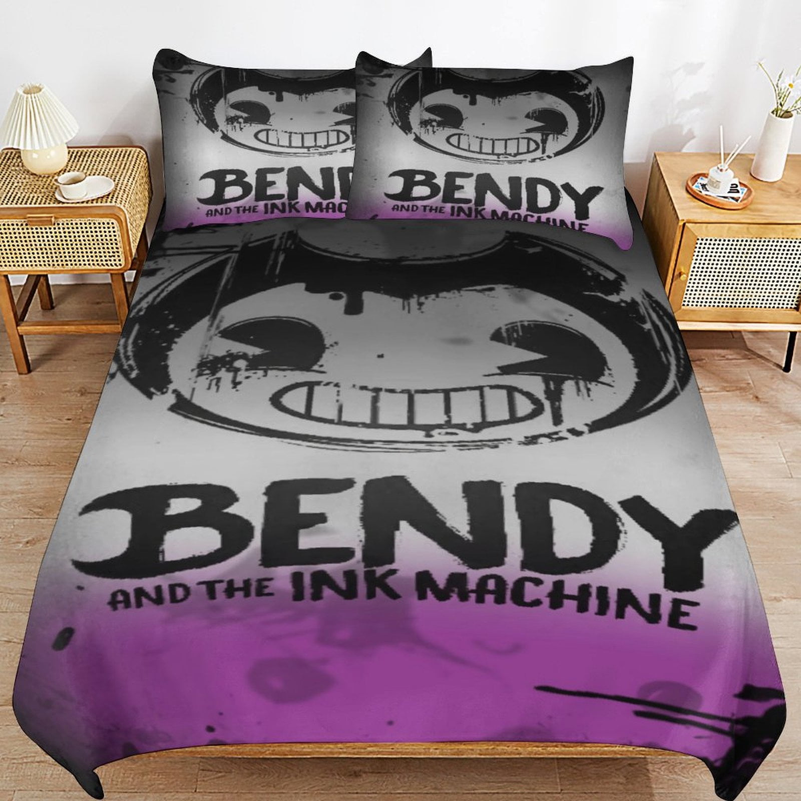 Bendy And The Ink Machine Duvet Cover 3 Pcs Set Cute Kids Comforter ...