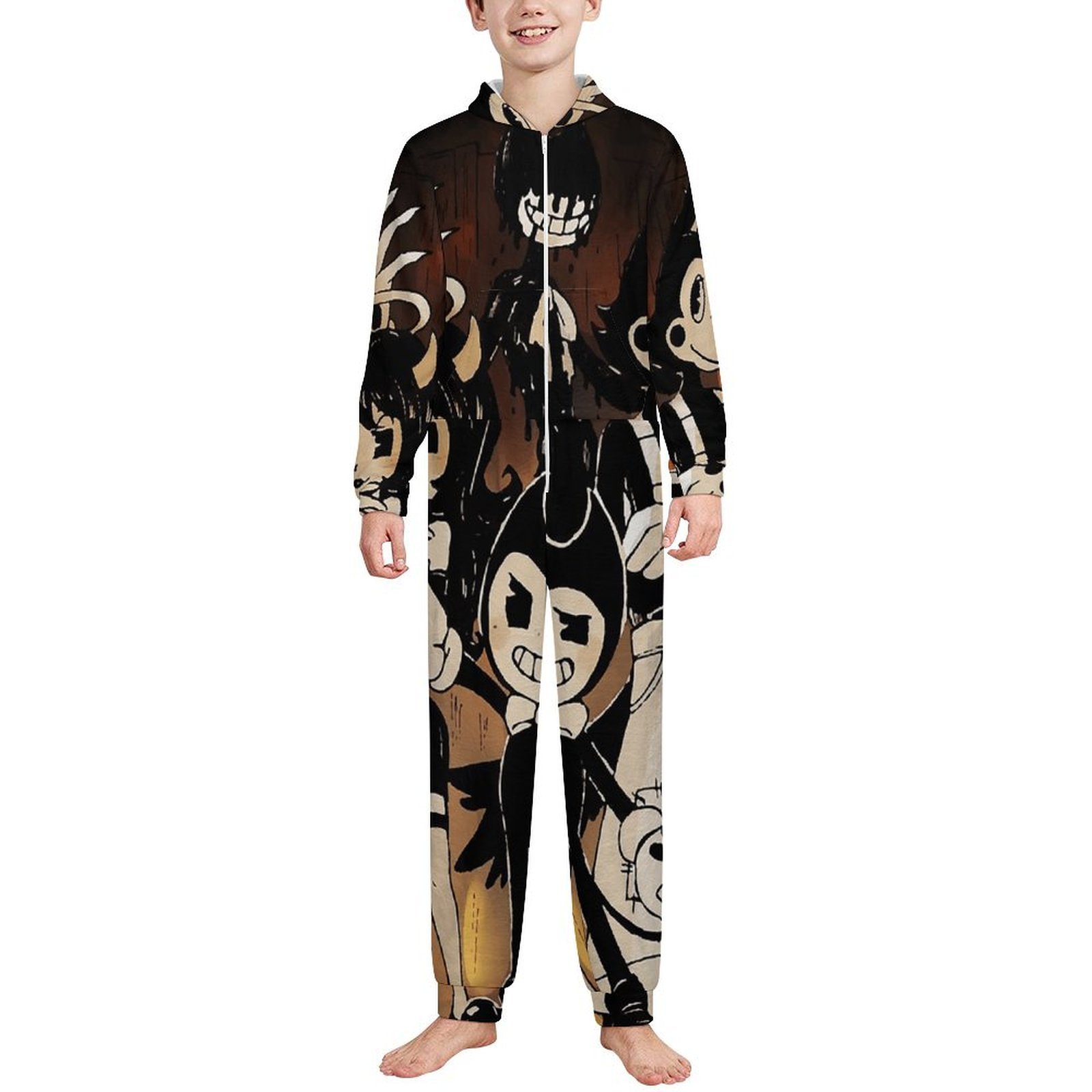 Bendy And The Ink Machine Kids Hooded Jumpsuit Union Suit Onesie One ...