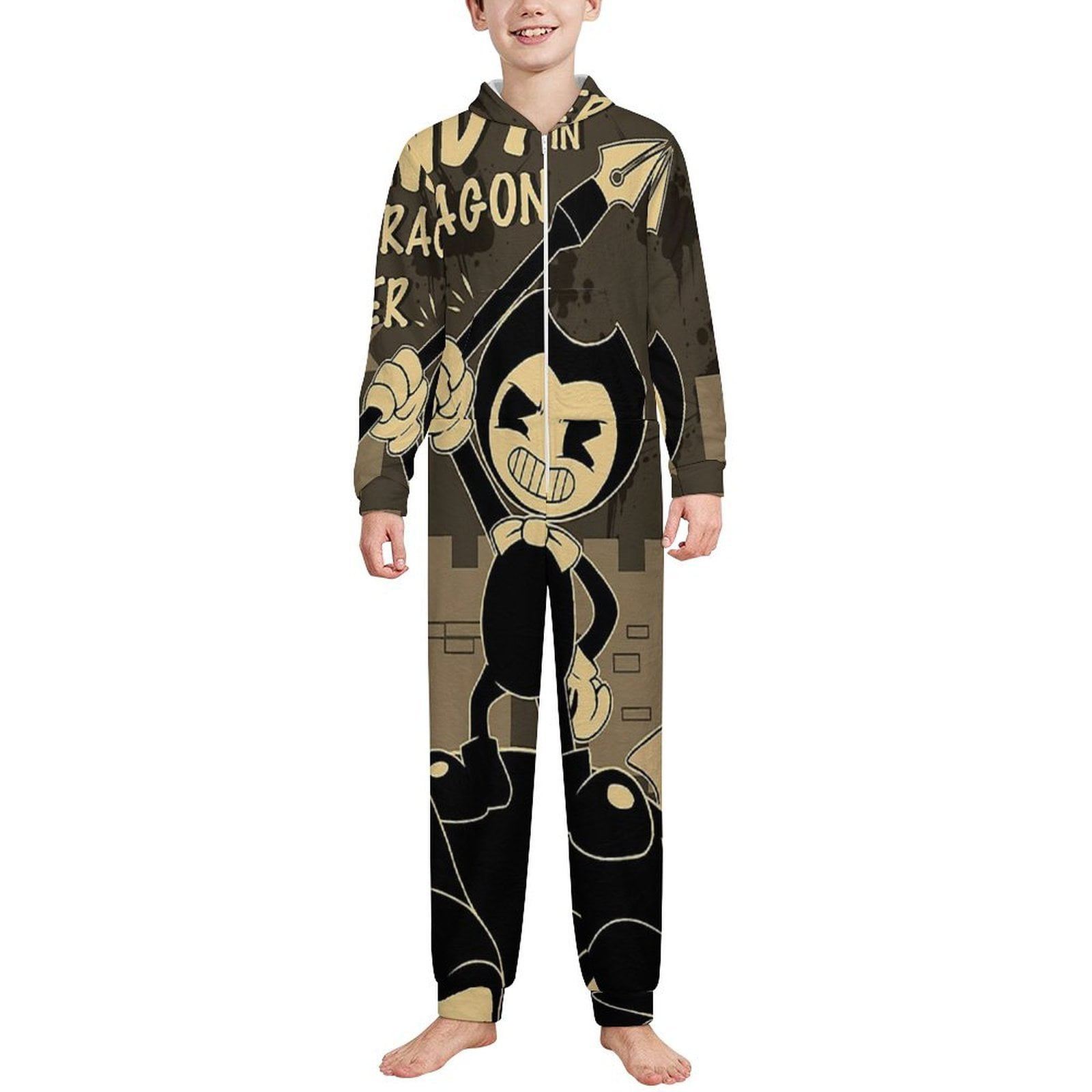 Bendy And The Ink Machine Kids Hooded Jumpsuit Union Suit Onesie One ...
