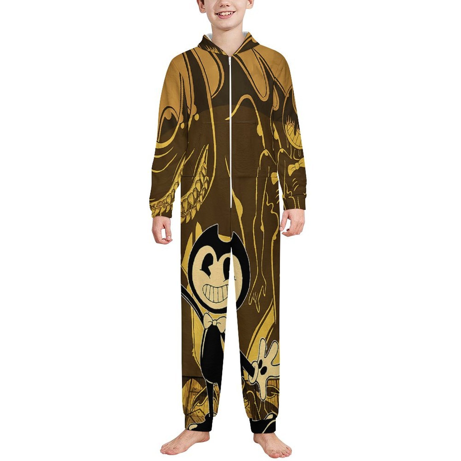 Bendy And The Ink Machine Kids Hooded Jumpsuit Union Suit Onesie One ...