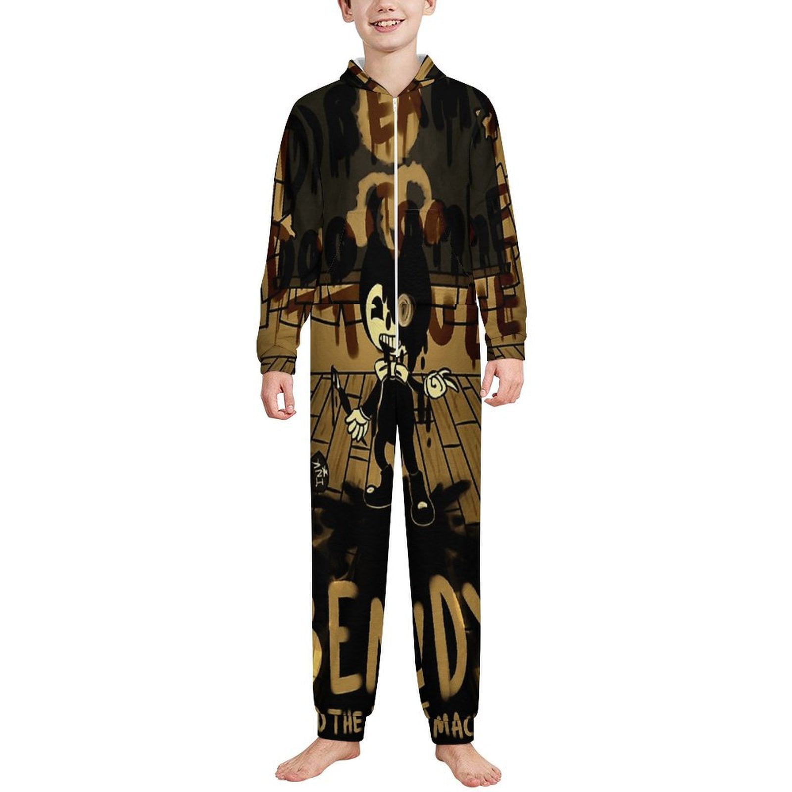 Bendy And The Ink Machine Kids Hooded Jumpsuit Union Suit Onesie One ...