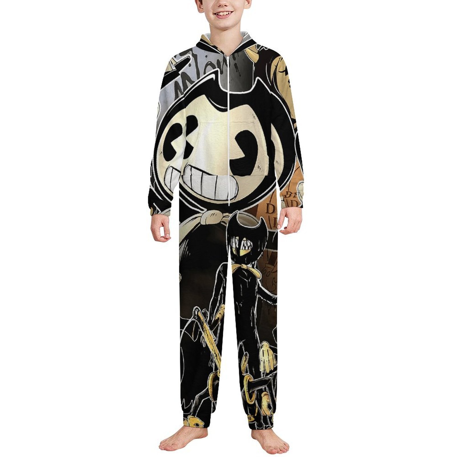 Bendy And The Ink Machine Kids Hooded Jumpsuit Union Suit Onesie One ...