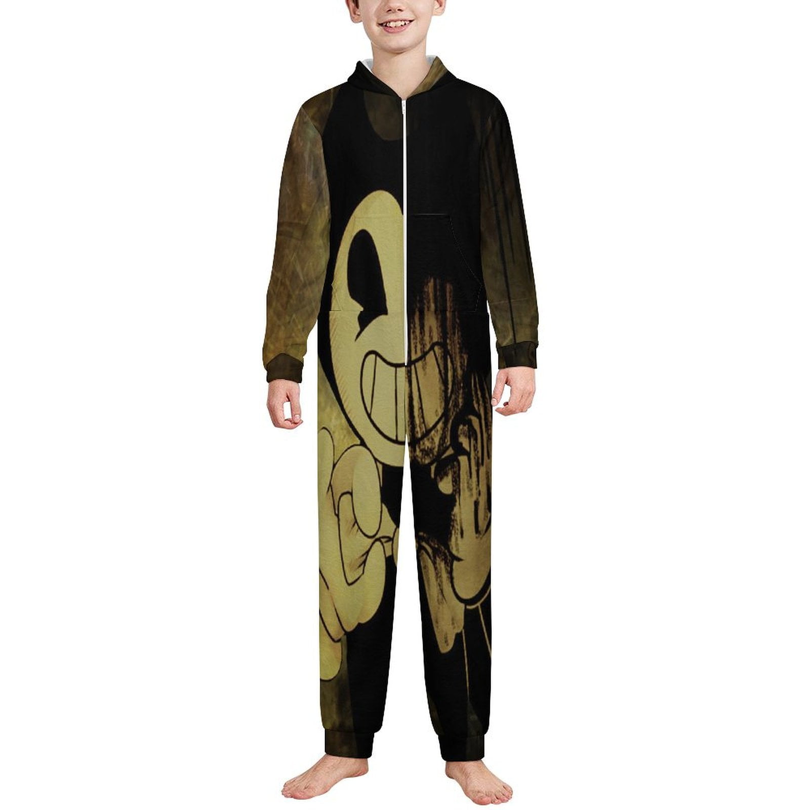 Bendy And The Ink Machine Kids One Piece Pajama Hooded Union Suit PJs ...