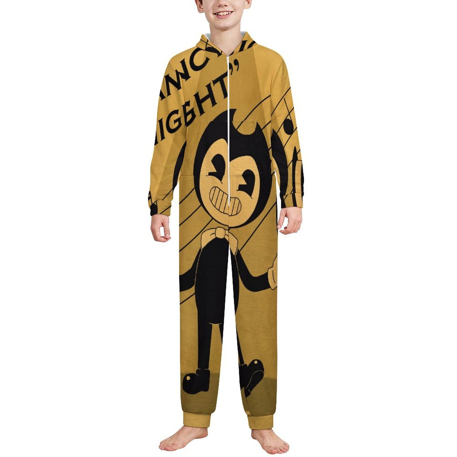 Bendy And The Ink Machine Kids One Piece Pajama Hooded Union Suit PJs ...