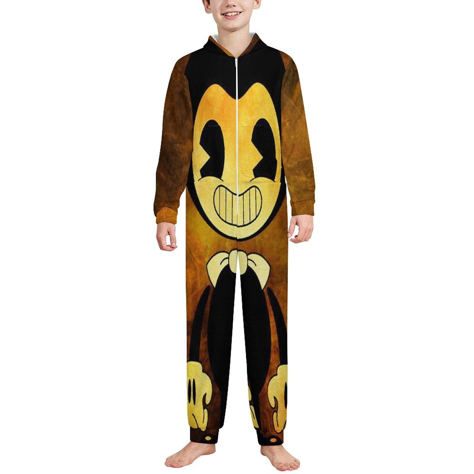 Bendy And The Ink Machine Kids One Piece Pajama Hooded Union Suit PJs ...
