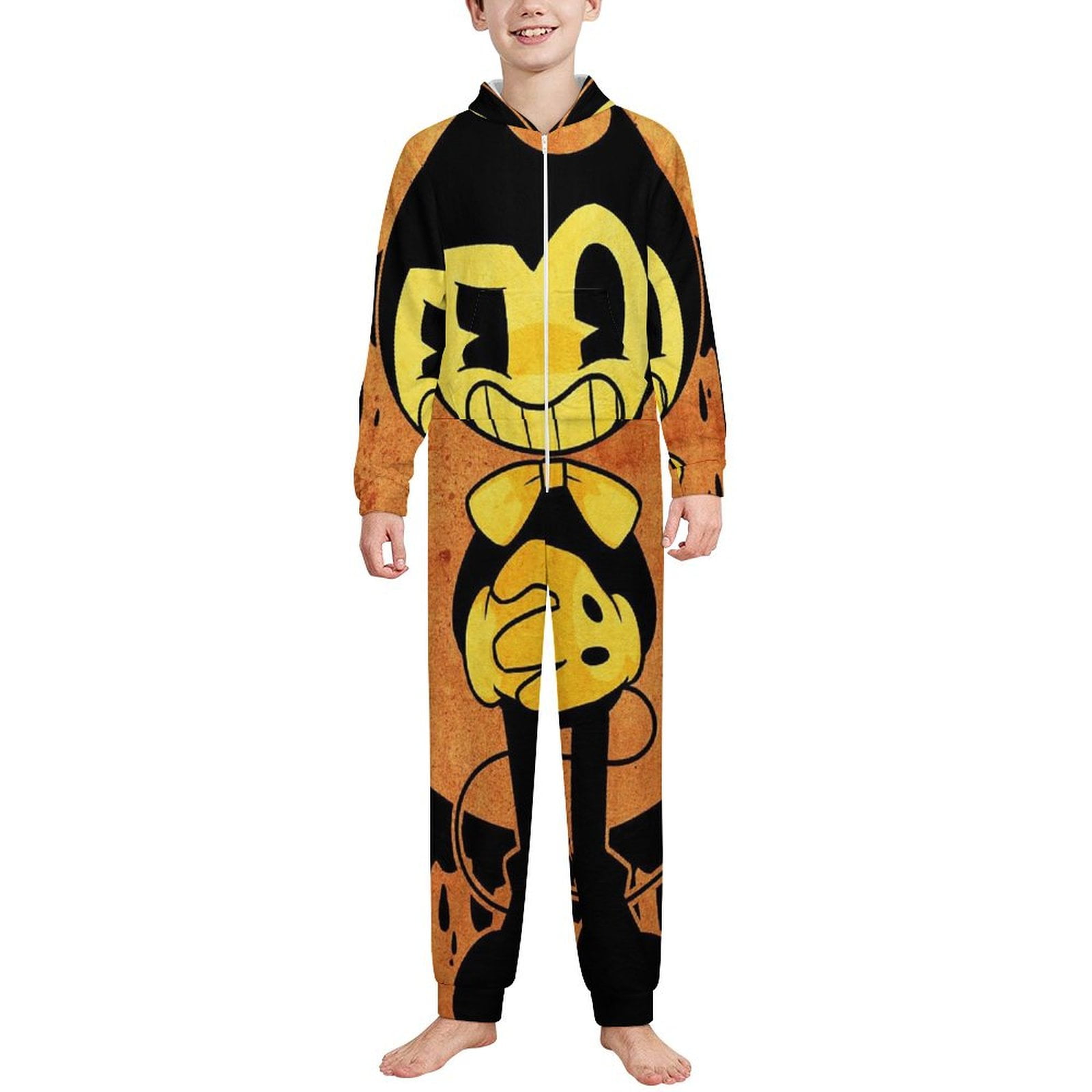 Bendy And The Ink Machine Kids One Piece Pajama Hooded Union Suit PJs ...