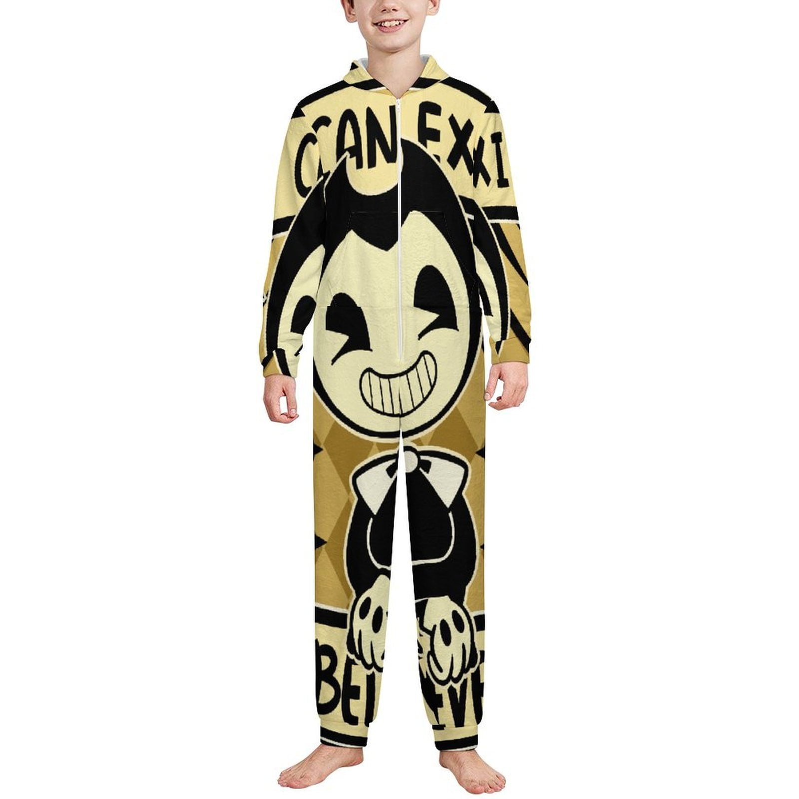 Bendy And The Ink Machine Kids One Piece Pajama Hooded Union Suit PJs ...