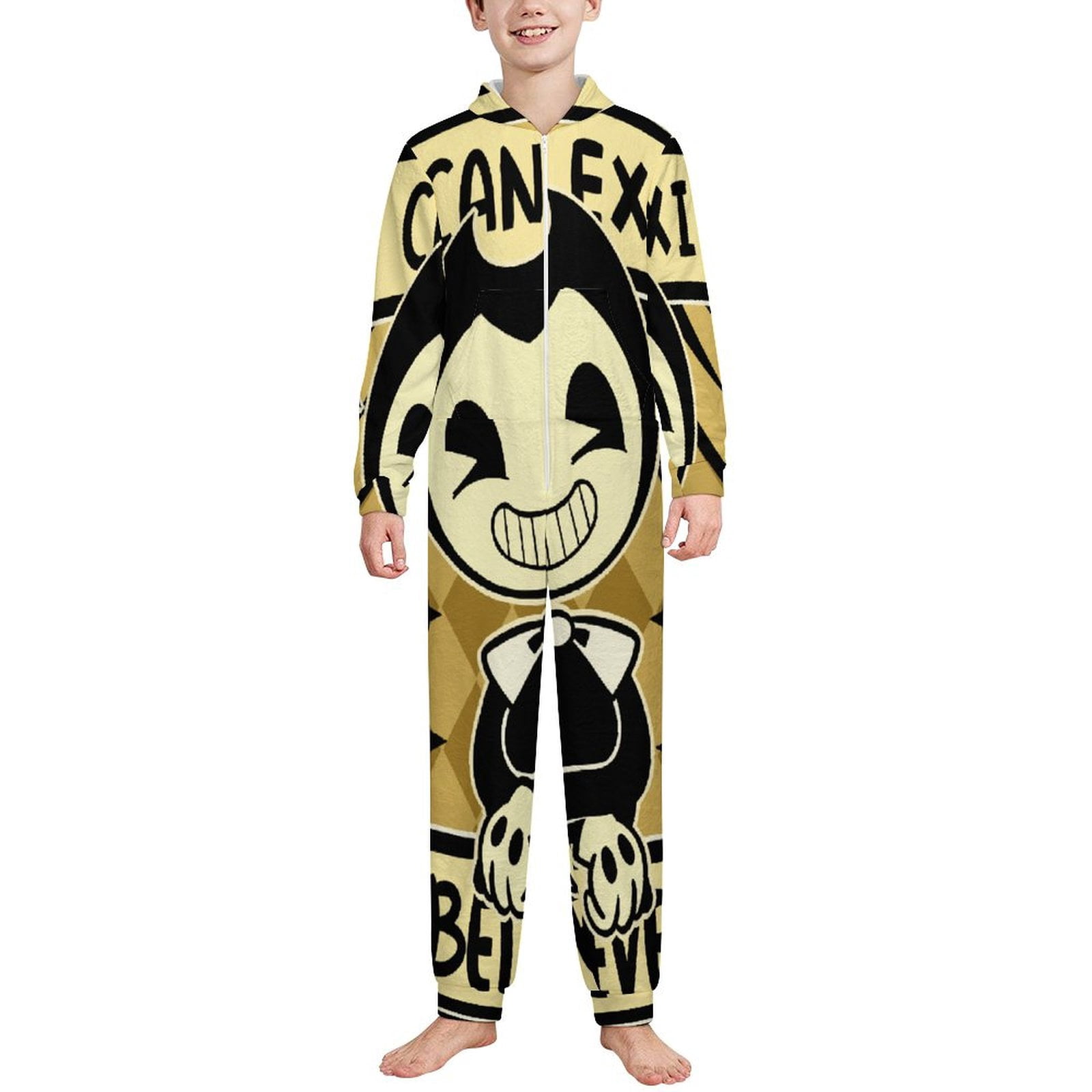 Bendy And The Ink Machine Kids One Piece Pajama Hooded Union Suit PJs ...