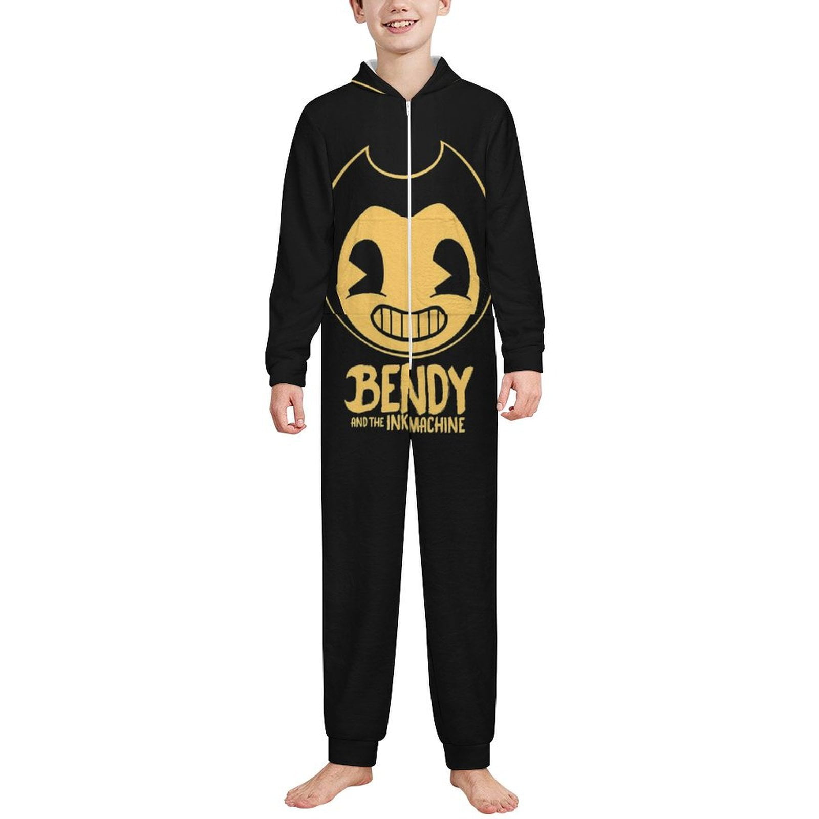 Bendy And The Ink Machine Kids One Piece Pajama Hooded Union Suit PJs ...