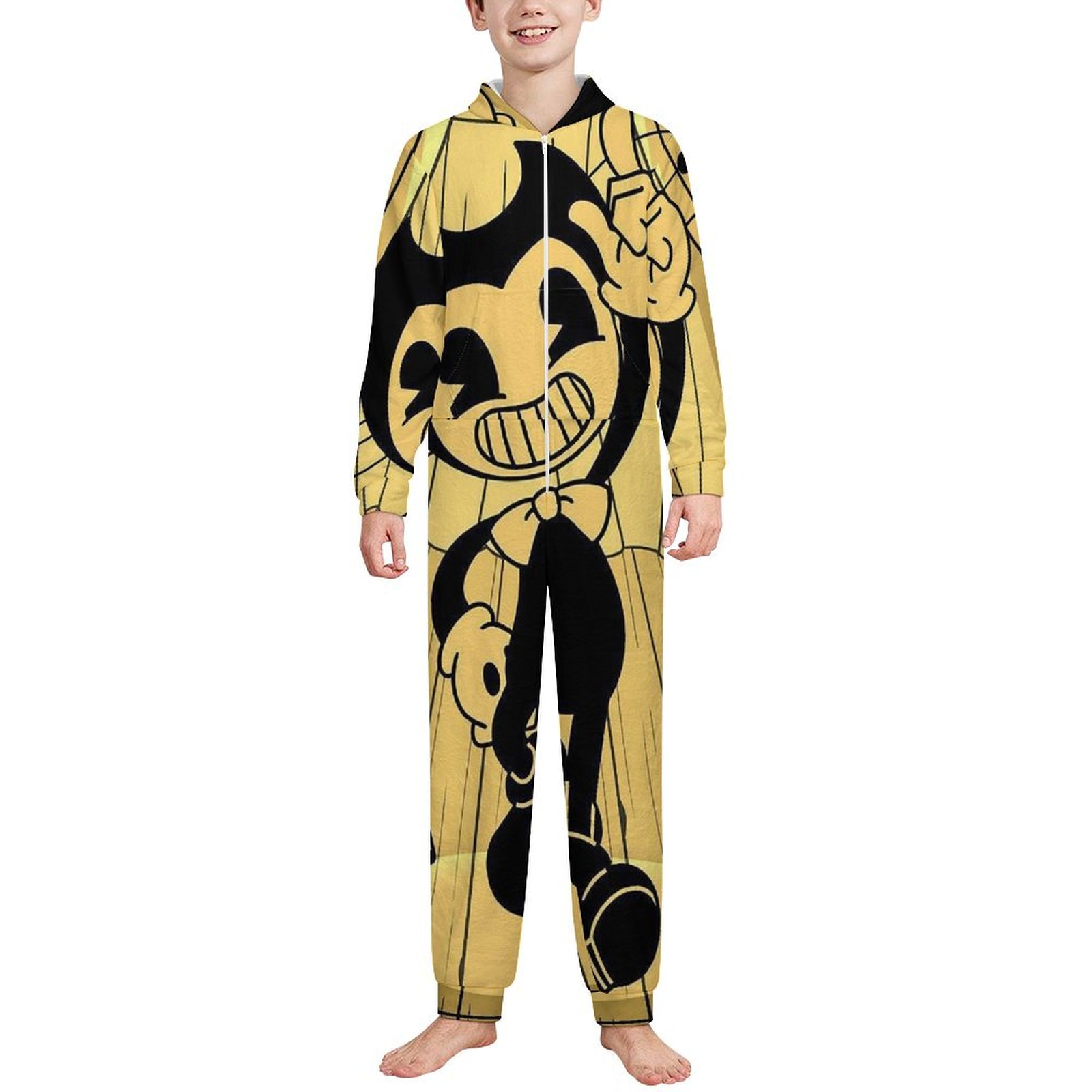 Bendy And The Ink Machine Kids One Piece Pajama Hooded Union Suit PJs ...