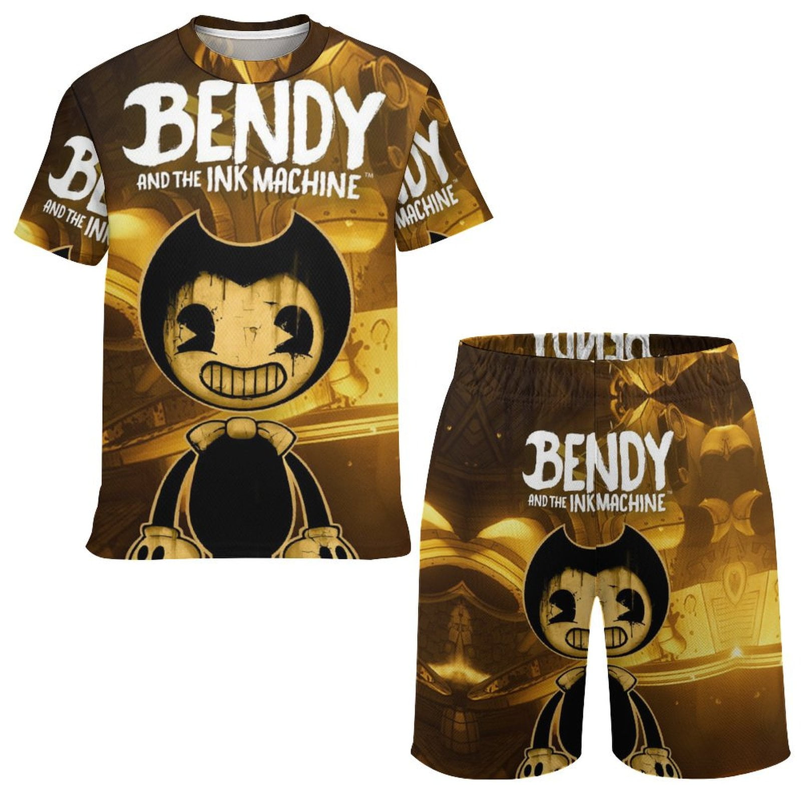 Bendy And The Ink Machine Kids Short Sleeve Mesh T-Shirt And Shorts ...