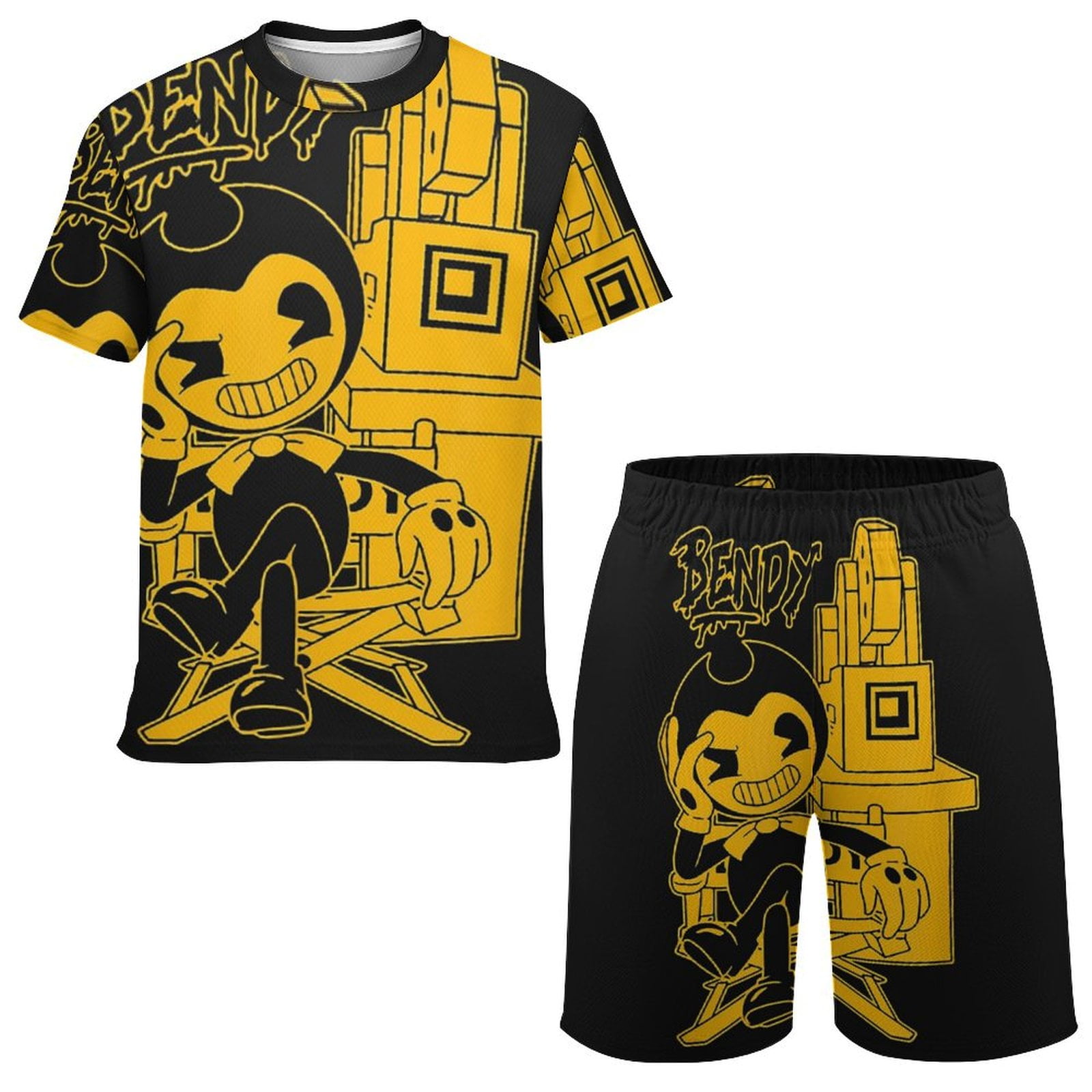 Bendy And The Ink Machine Kids Short Sleeve Mesh T-Shirt And Shorts ...