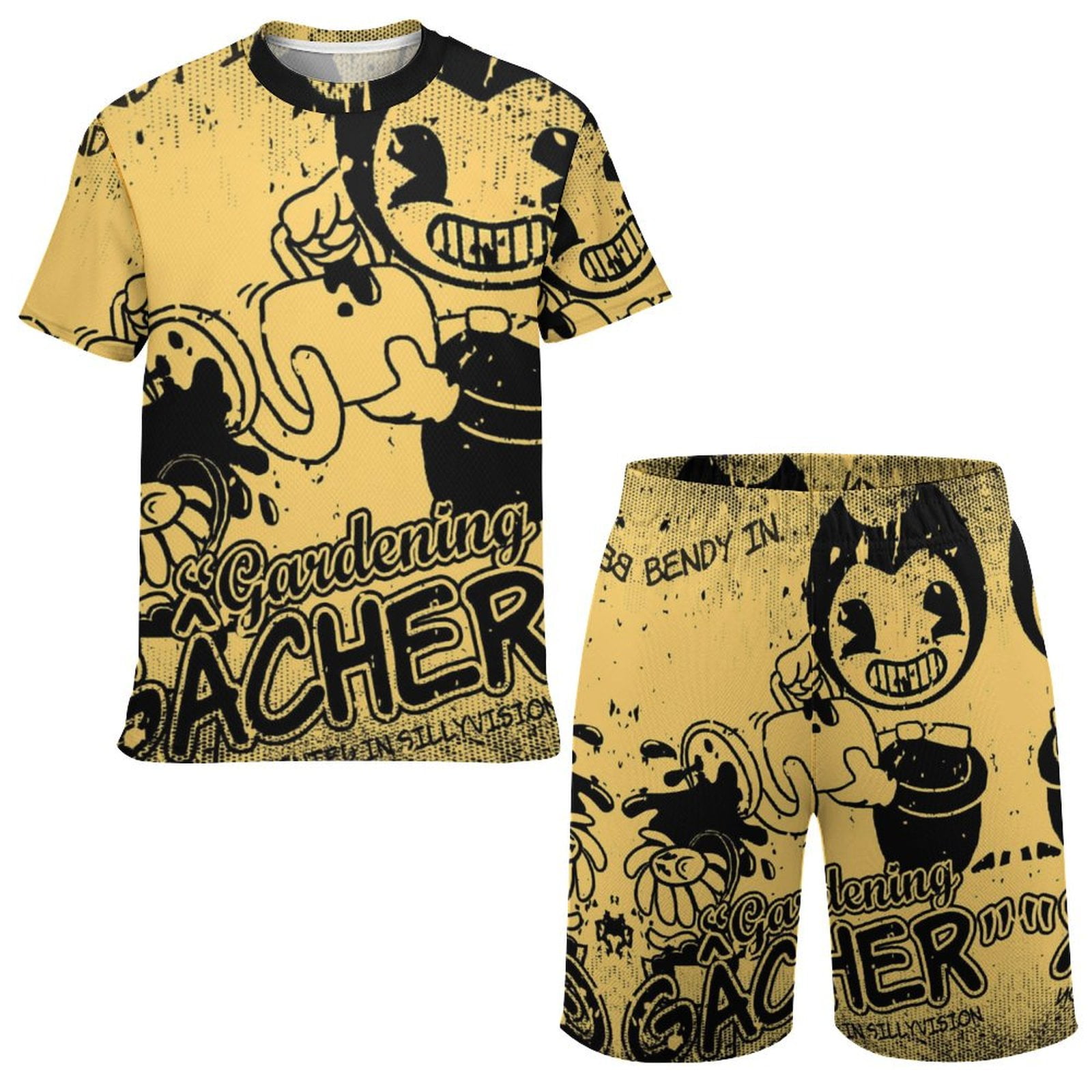 Bendy And The Ink Machine Kids Short Sleeve Mesh T-Shirt And Shorts ...