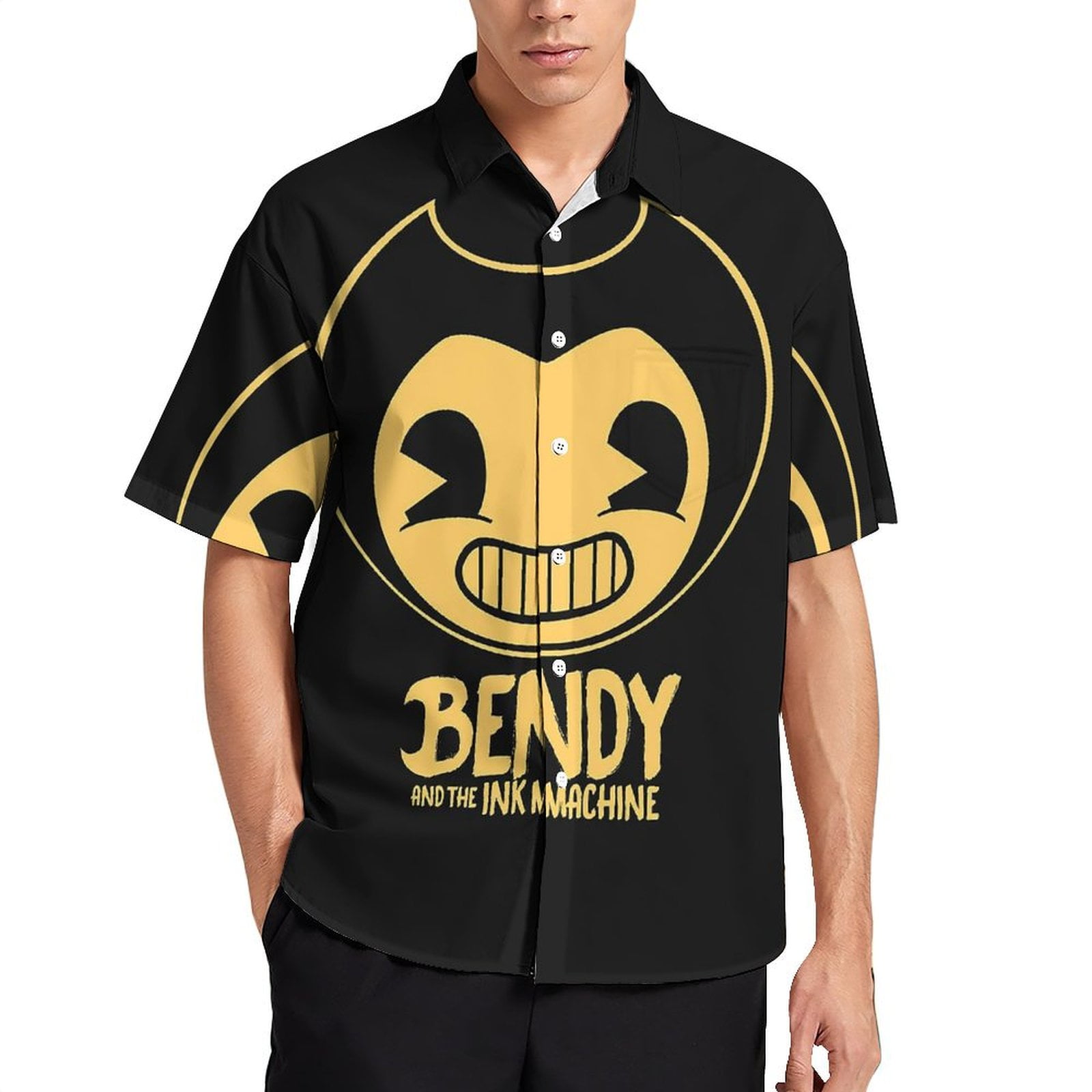 Bendy And The Ink Machine Men's Hawaiian Shirt Short Sleeve Button Down ...