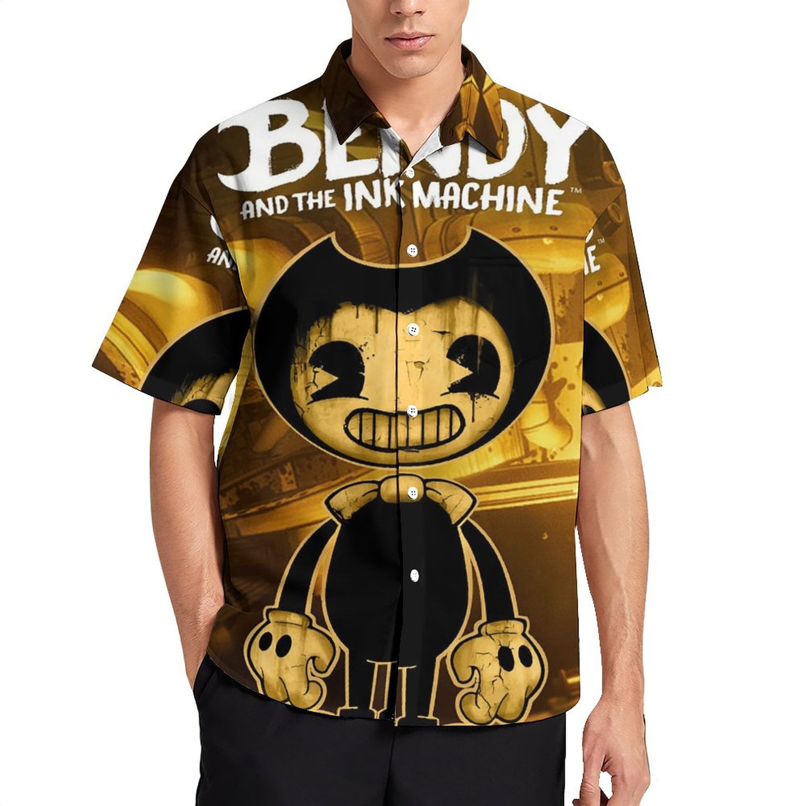 Bendy And The Ink Machine Men's Hawaiian Shirt Short Sleeve Button Down ...