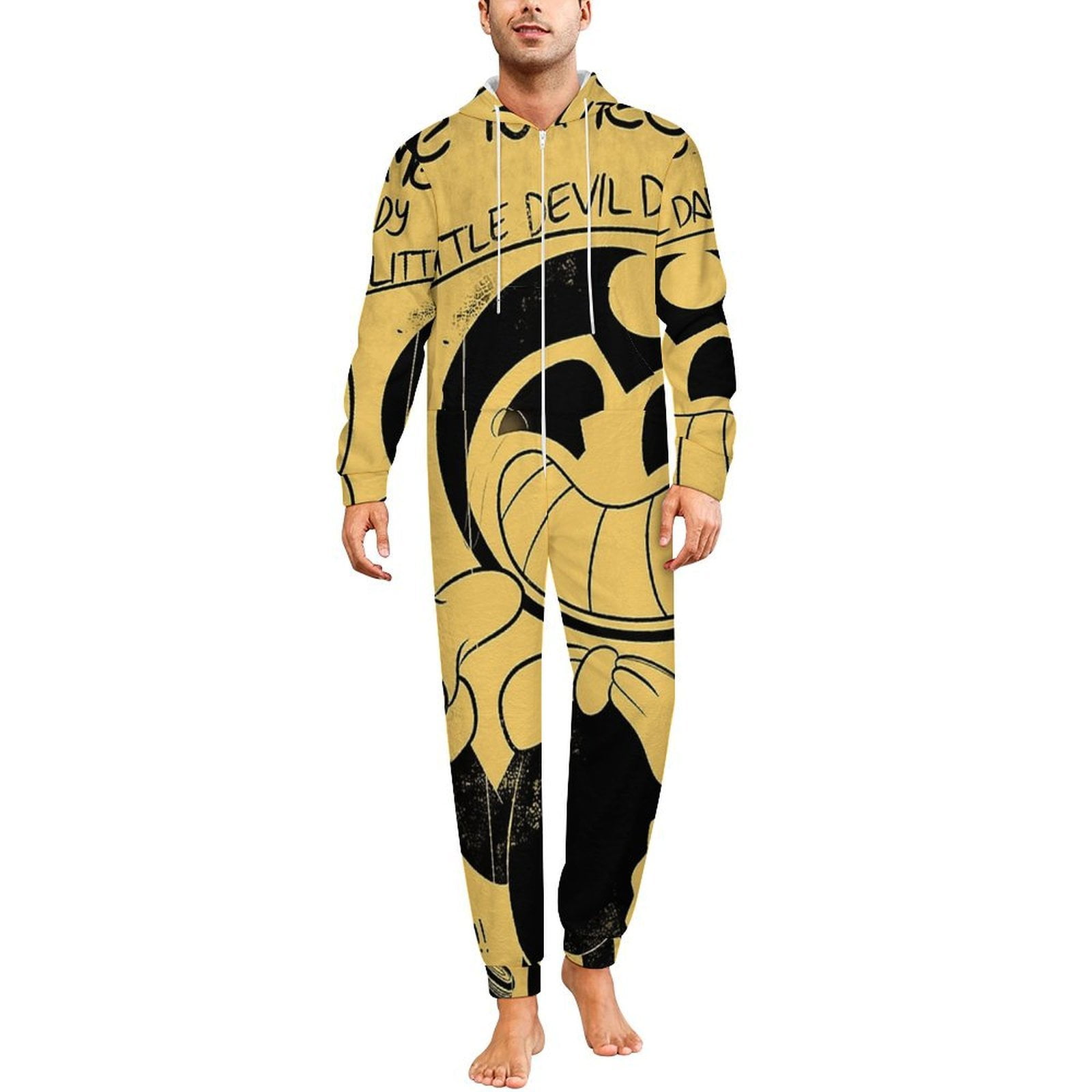 Bendy And The Ink Machine Men's Hooded Jumpsuit - Zip Up One Piece ...