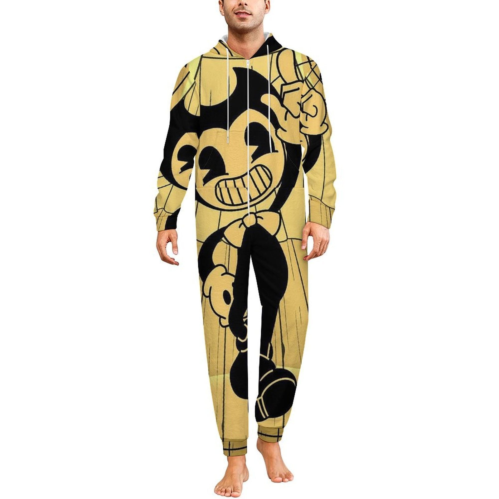 Bendy And The Ink Machine Men's Hooded Jumpsuit - Zip Up One Piece ...