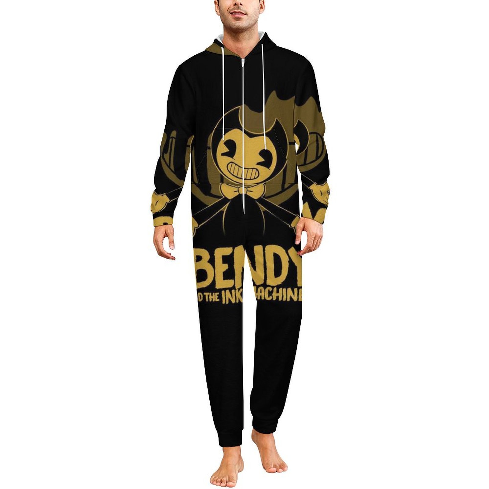 Bendy And The Ink Machine Men's Hooded Jumpsuit - Zip Up One Piece ...