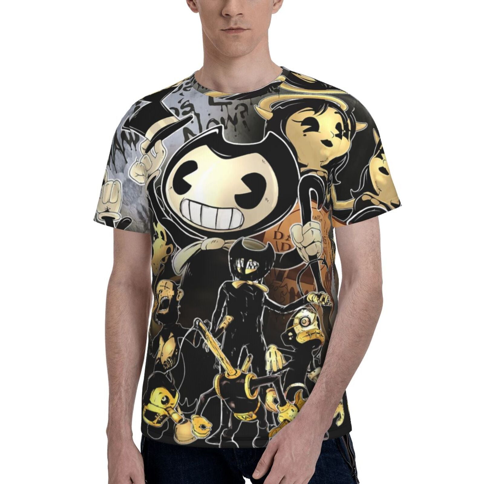 Bendy And The Ink Machine Mens 3d Graphic Print Shirts Casual Short Sleeve Tee Shirts - Walmart.com
