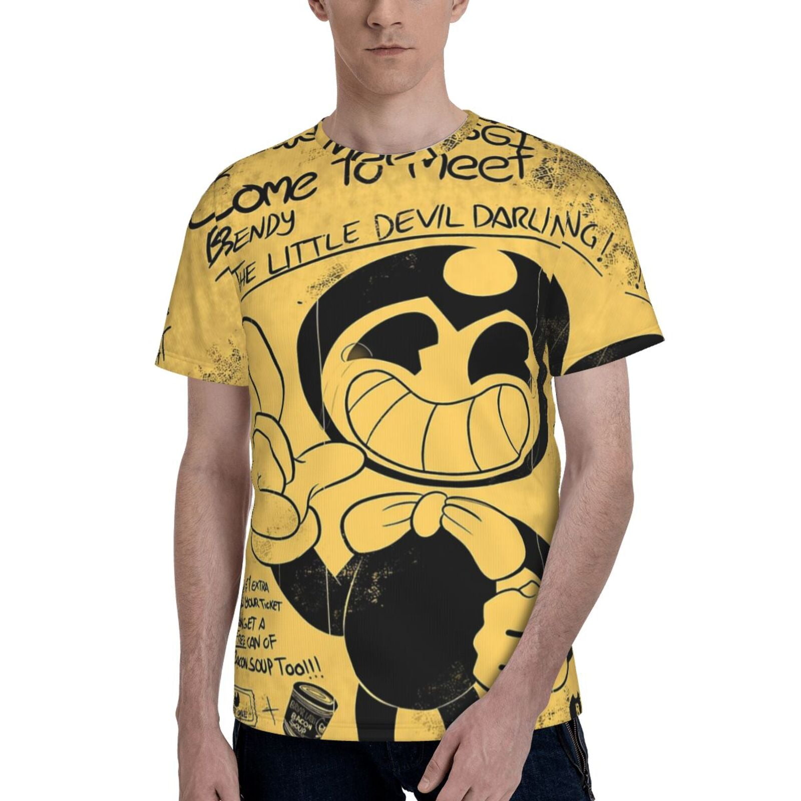 Bendy And The Ink Machine Mens 3d Graphic Print Shirts Casual Short Sleeve Tee Shirts - Walmart.com