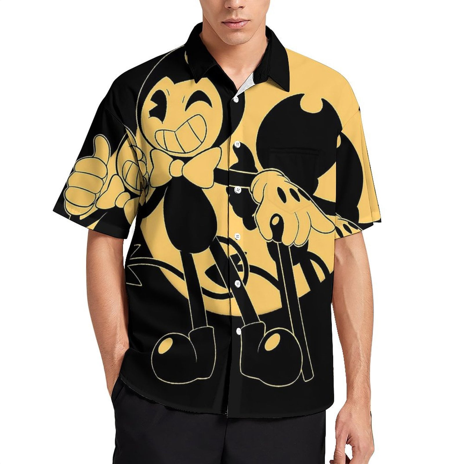 Bendy And The Ink Machine Mens Hawaiian Shirt Short Sleeve Button Down ...