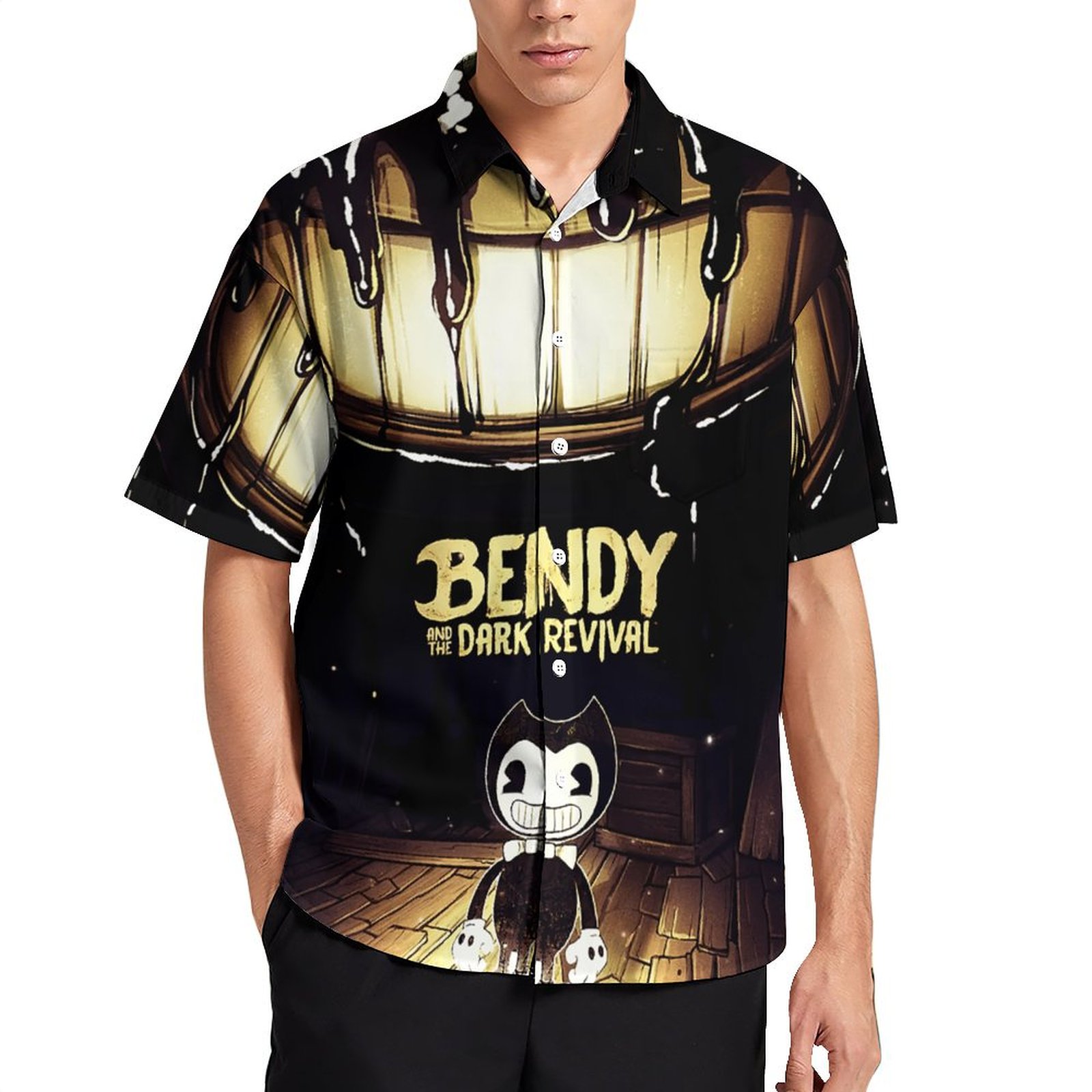 Bendy And The Ink Machine Mens Hawaiian Shirt Short Sleeve Button Down ...